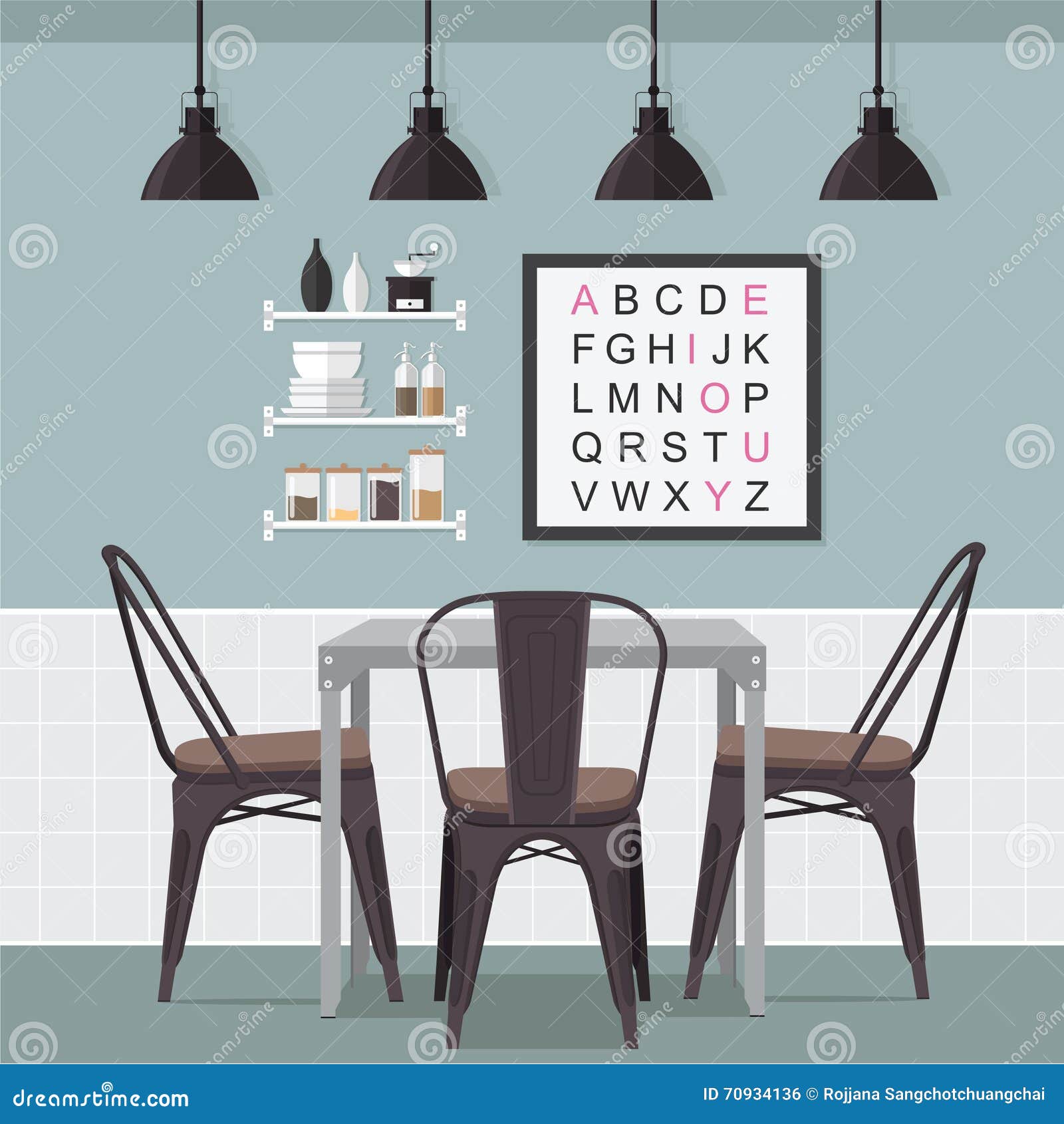 Dining Room Idea stock vector. Illustration of interior - 70934136