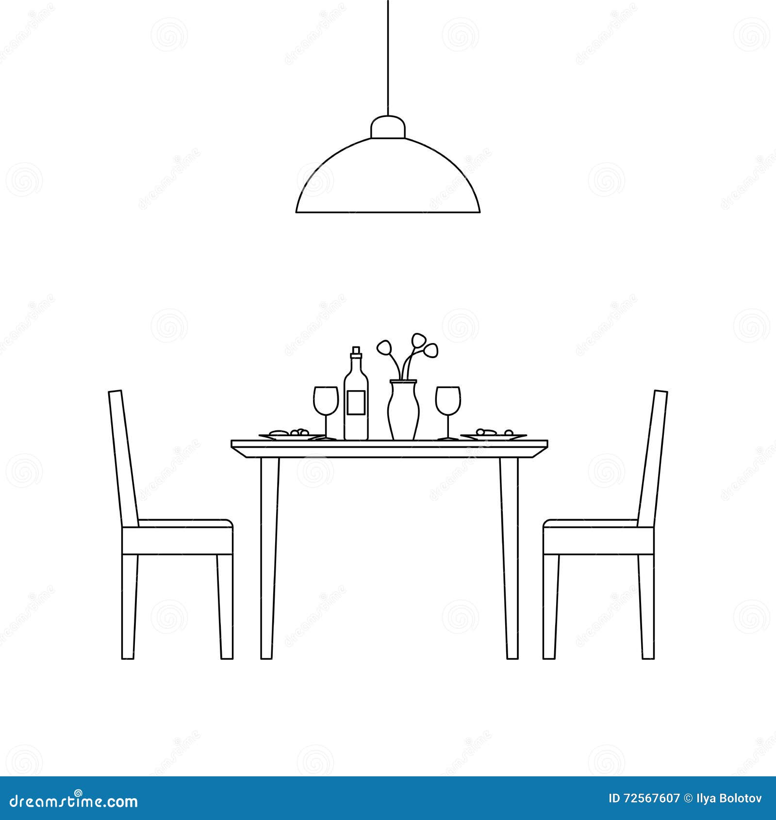 Dining room interior. stock vector. Illustration of dinner - 72567607