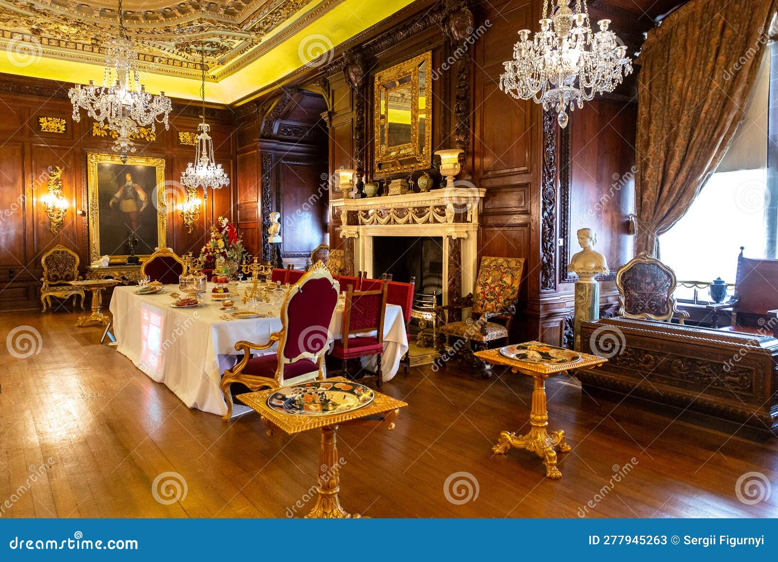 Dining Room and Interior of Warwick Castle, UK Editorial Stock Photo ...