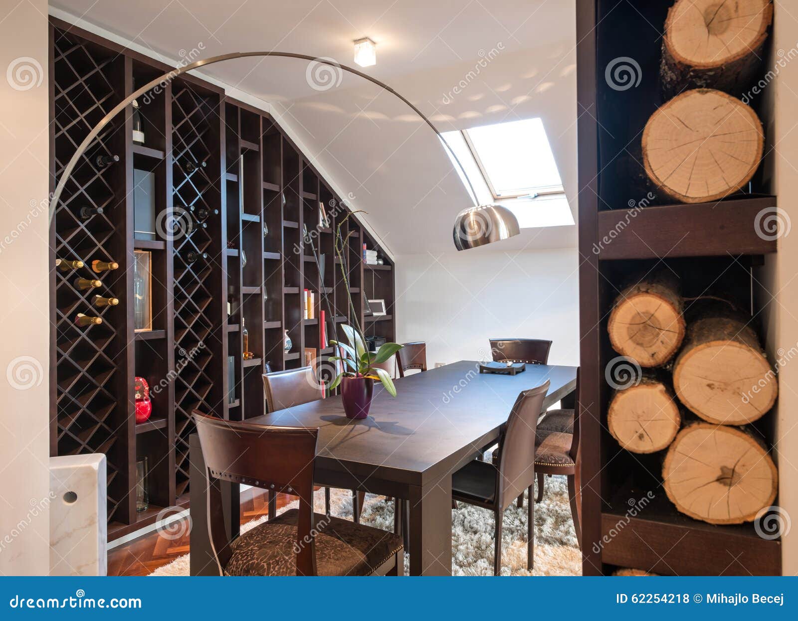 Dining Room in Loft Apartment Stock Photo - Image of decorating, home ...