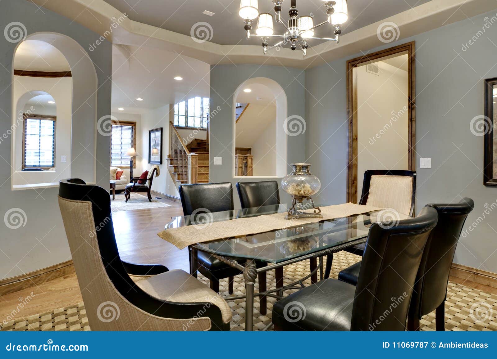Dining Room Looking Over Table Stock Image - Image of chairs, ceiling ...
