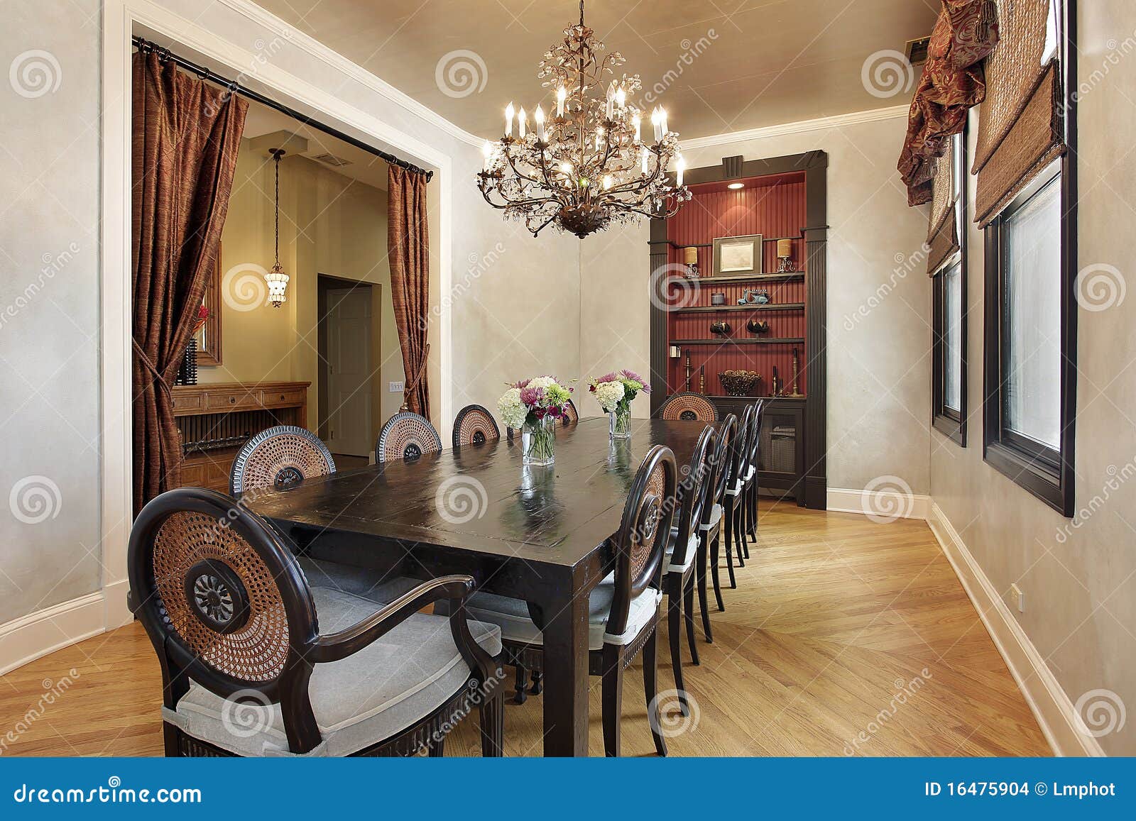 Dining room in luxury home stock photo. Image of chair - 16475904
