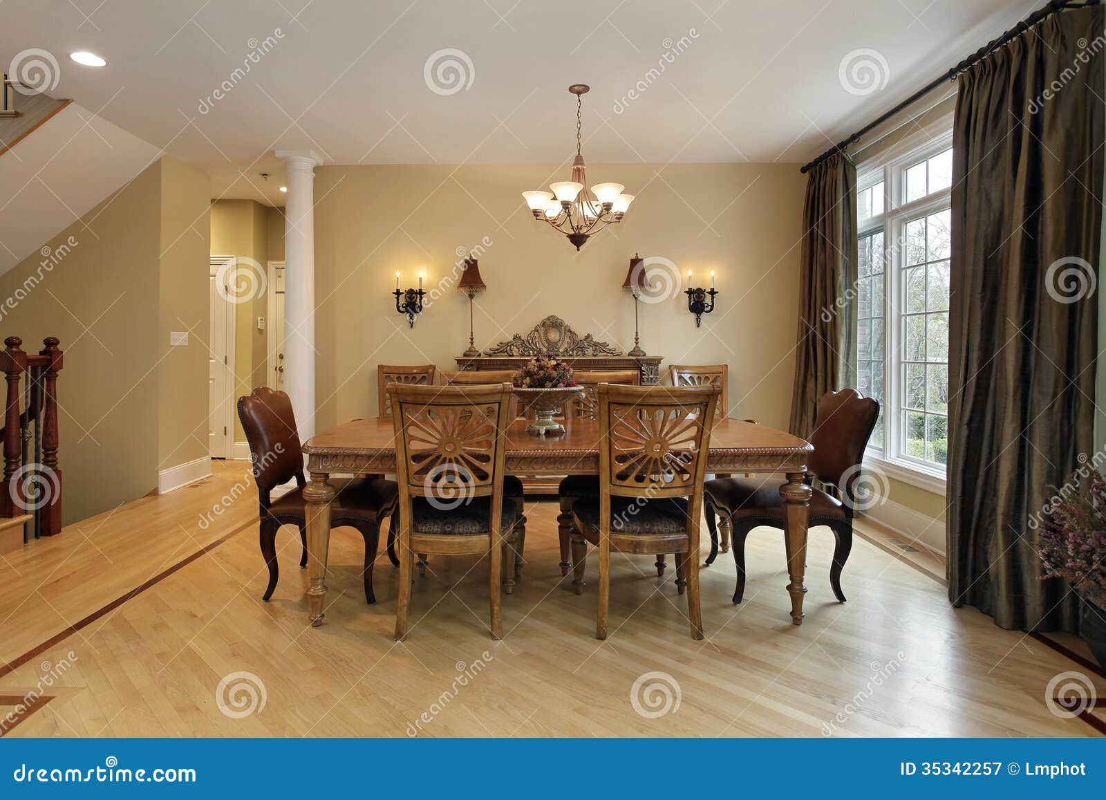 Dining room in luxury home stock image. Image of dinner - 35342257