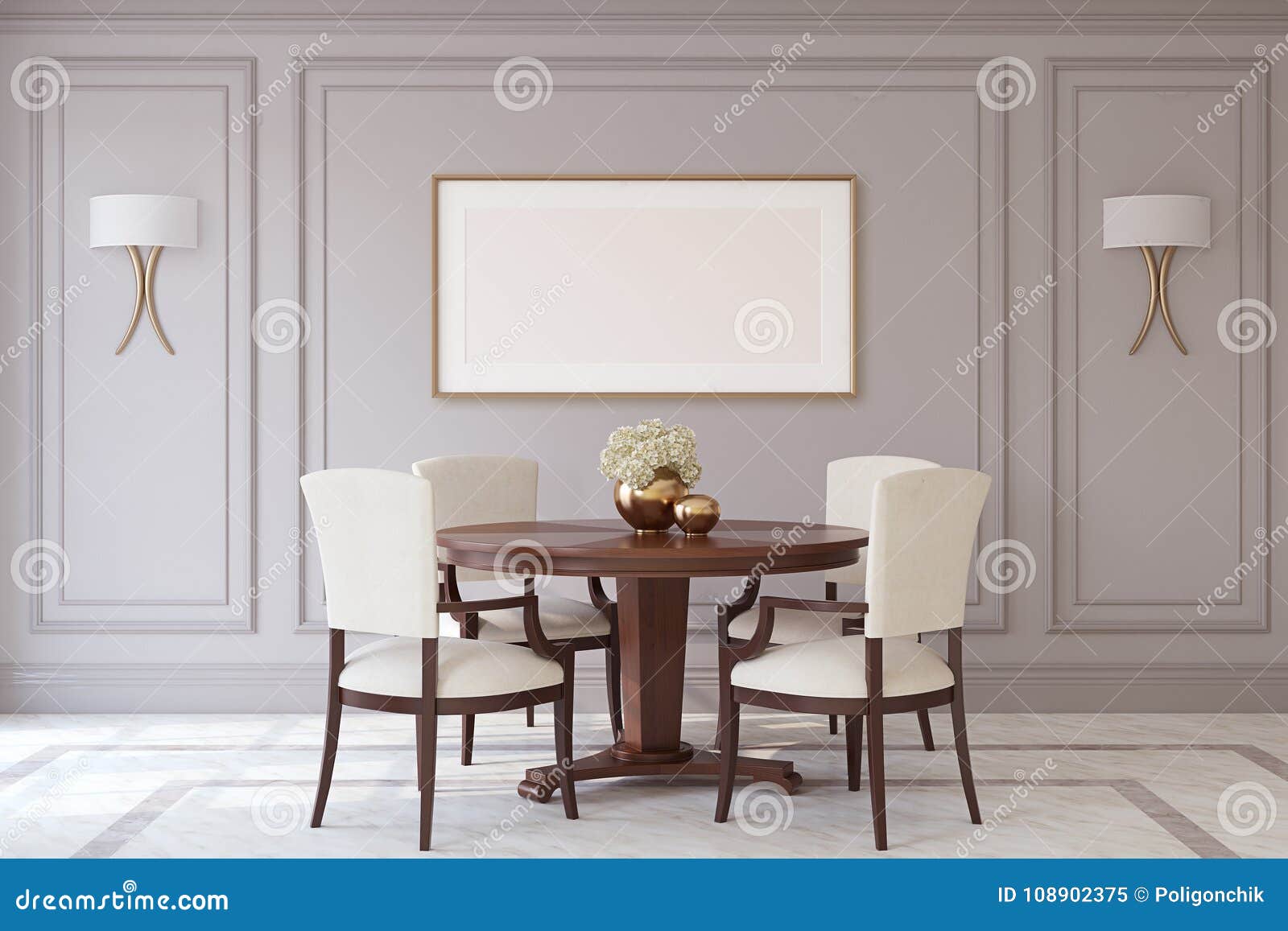 Dining Room Interior Design Tabel With Chairs Royalty-Free Stock ...