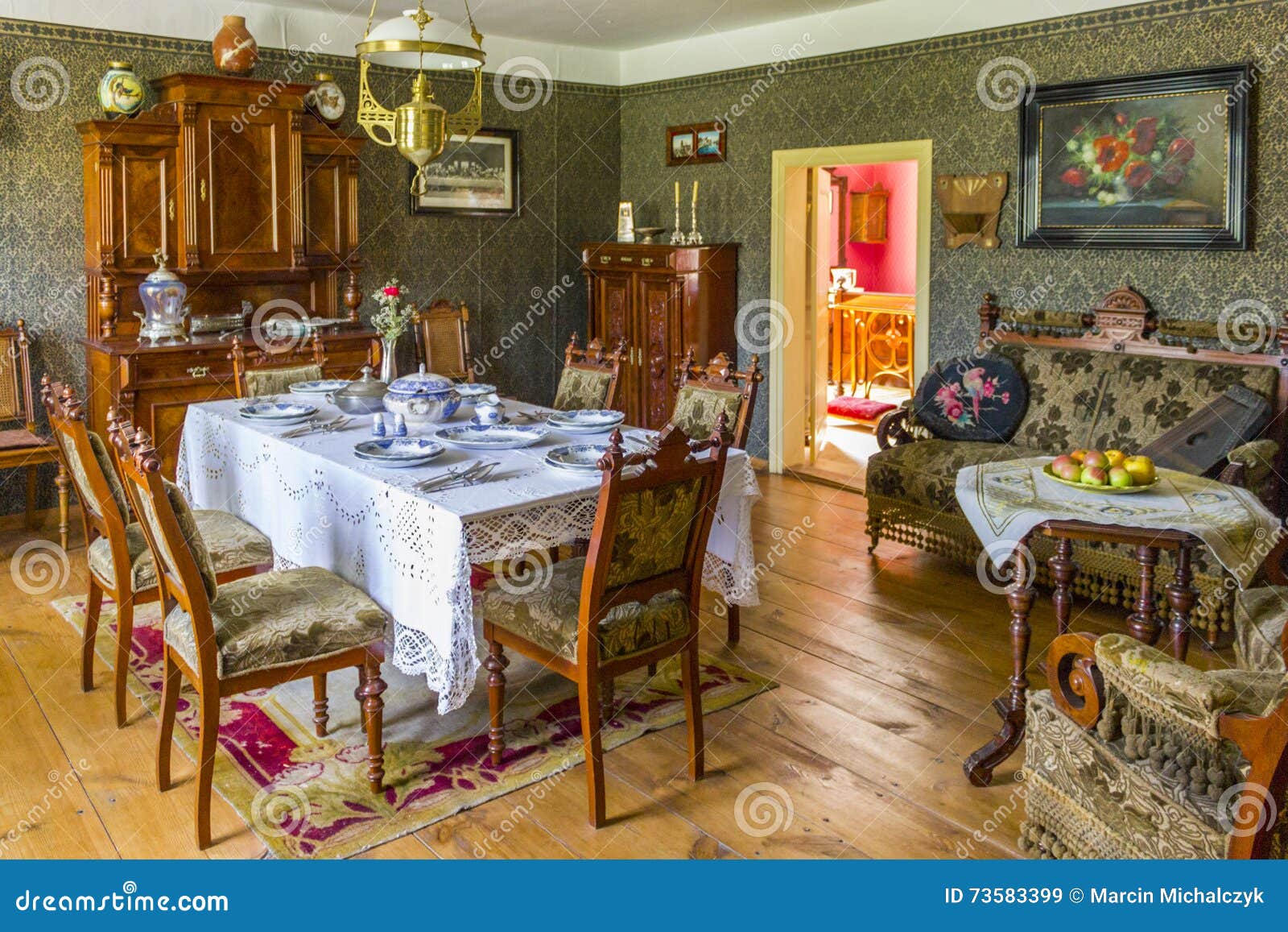 Dining Room in the Old House Editorial Stock Image - Image of table ...