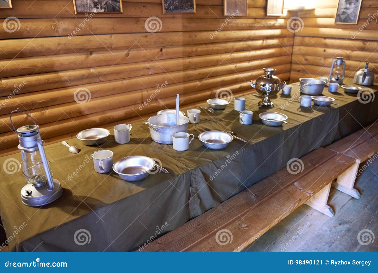 Dining Room of Russian Partisans of World War II Stock Image - Image of ...