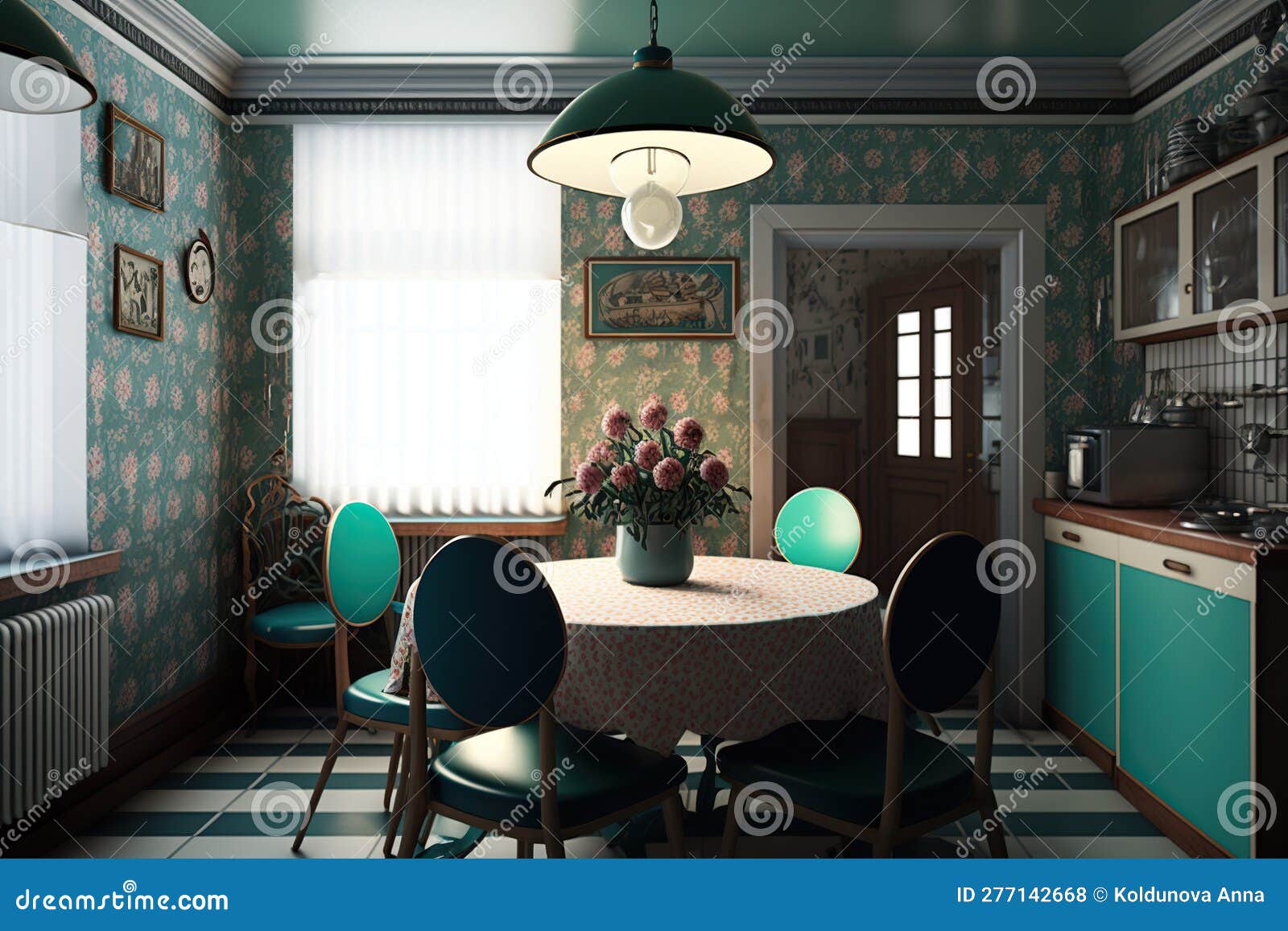 Dining Room in Soviet Style, Created with Generative AI Technology ...