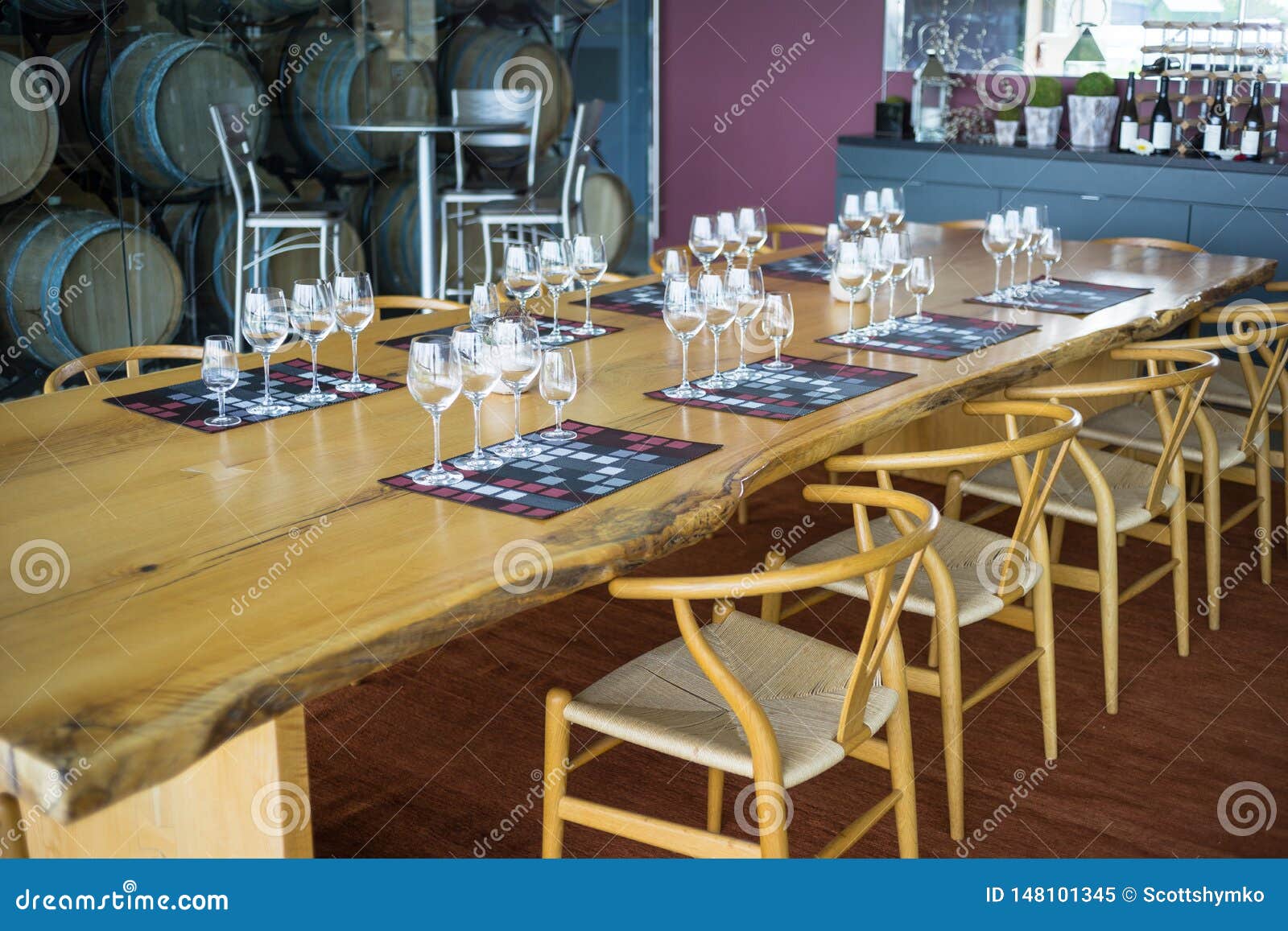 A Dining Room Table Set for Wine Sampling Stock Image - Image of sample ...