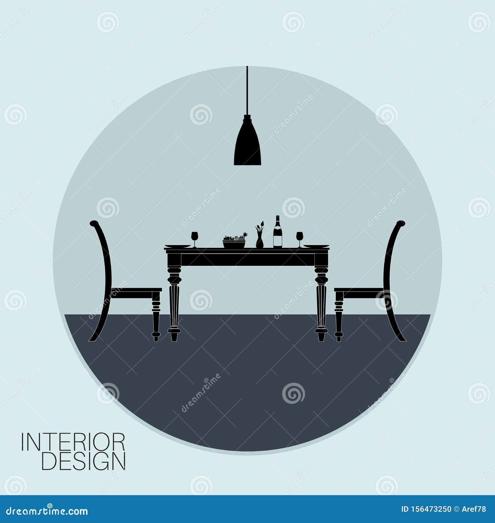 Dining Room Vector Illustration Flat Set Stock Vector - Illustration of ...