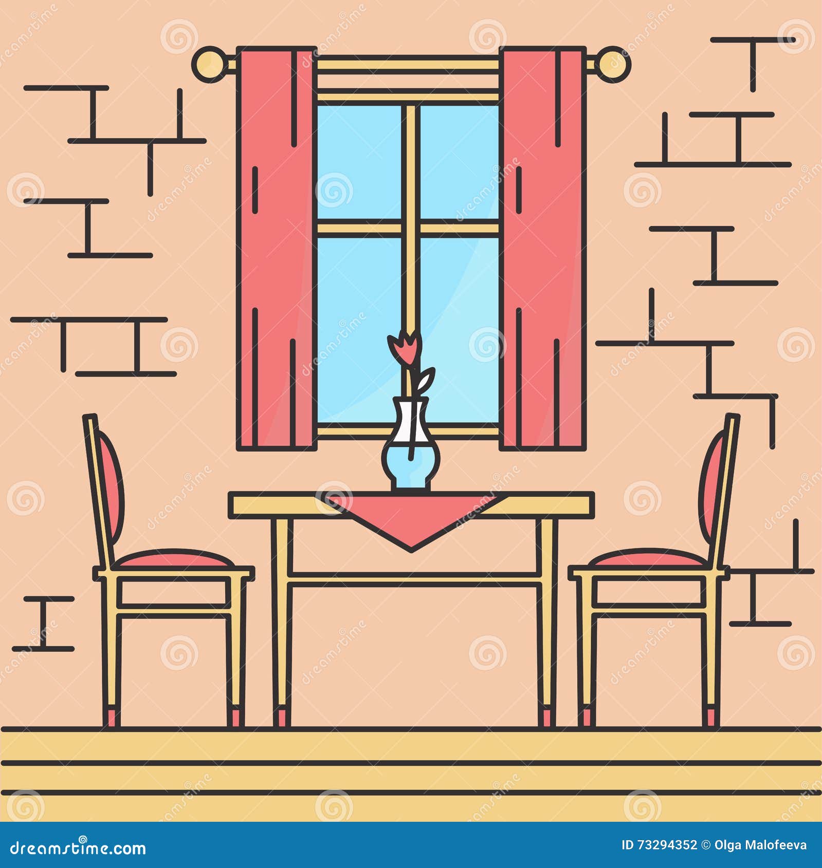 Dining Room Vector Illustration Stock Vector - Illustration of card ...