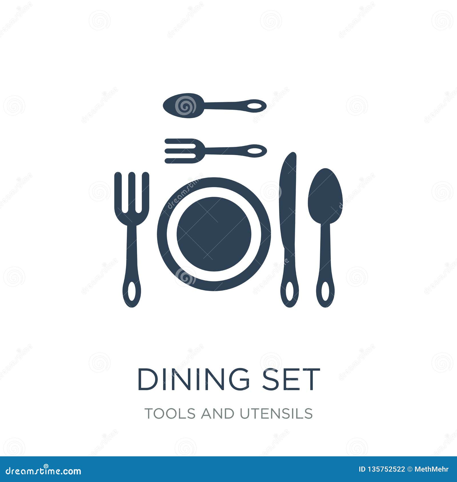 Dining Set Icon in Trendy Design Style. Dining Set Icon Isolated on ...