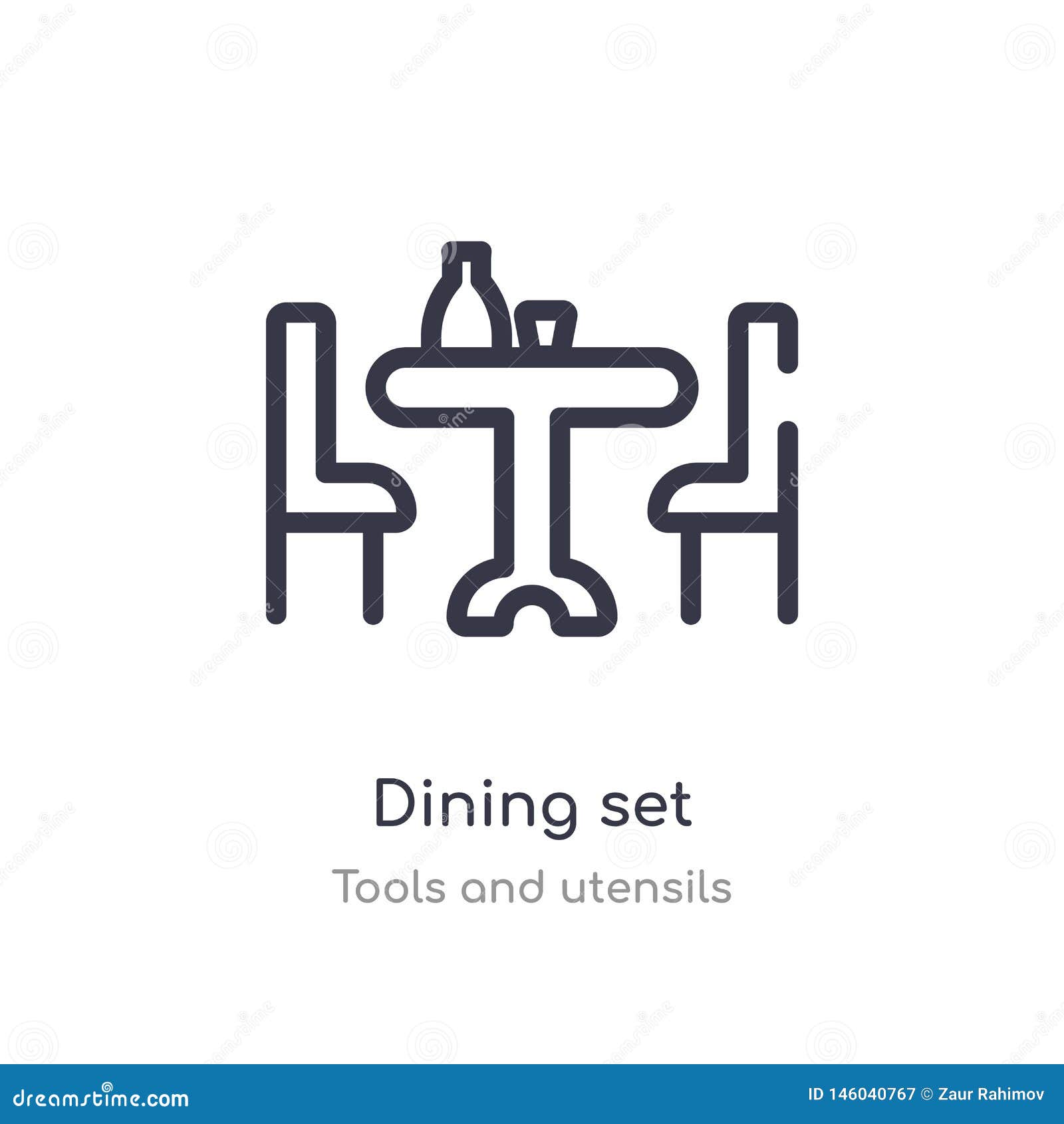 Dining Set Outline Icon. Isolated Line Vector Illustration from Tools ...