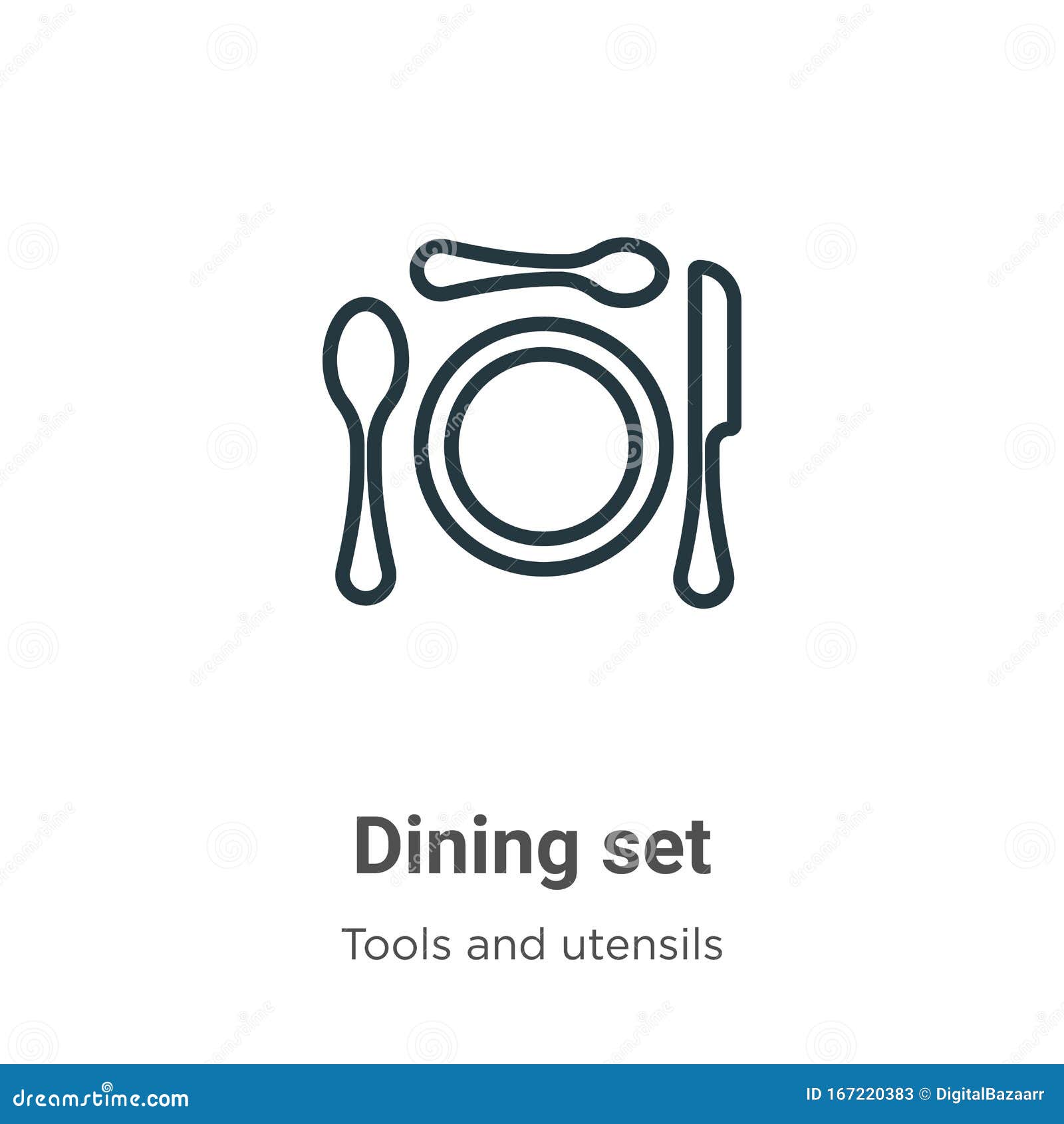 Dining Set Outline Vector Icon. Thin Line Black Dining Set Icon, Flat ...