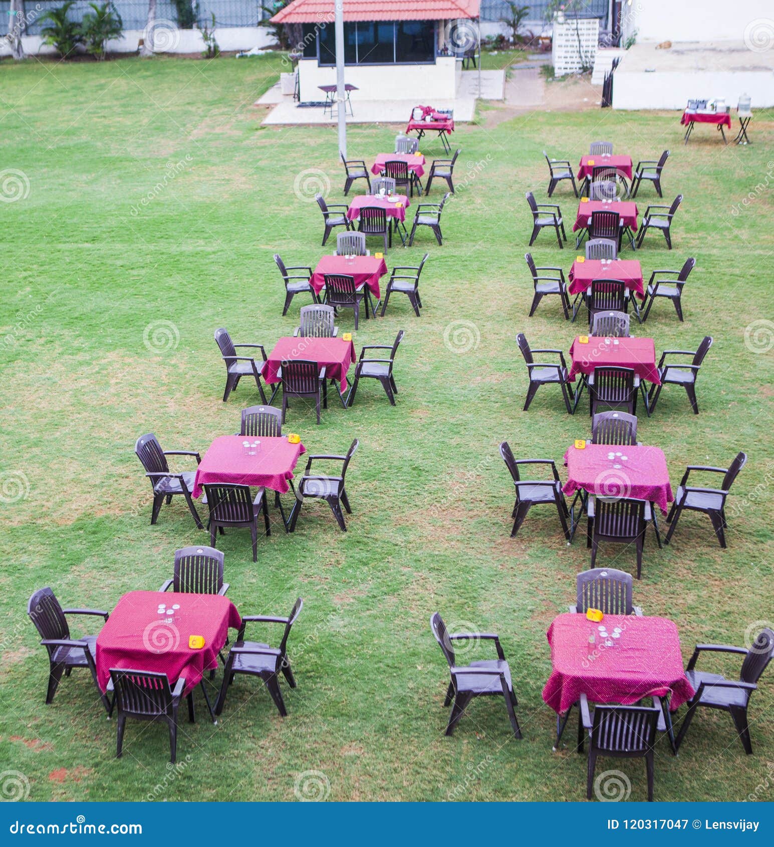 Dining Set Up on the Ground Stock Image - Image of open, area: 120317047