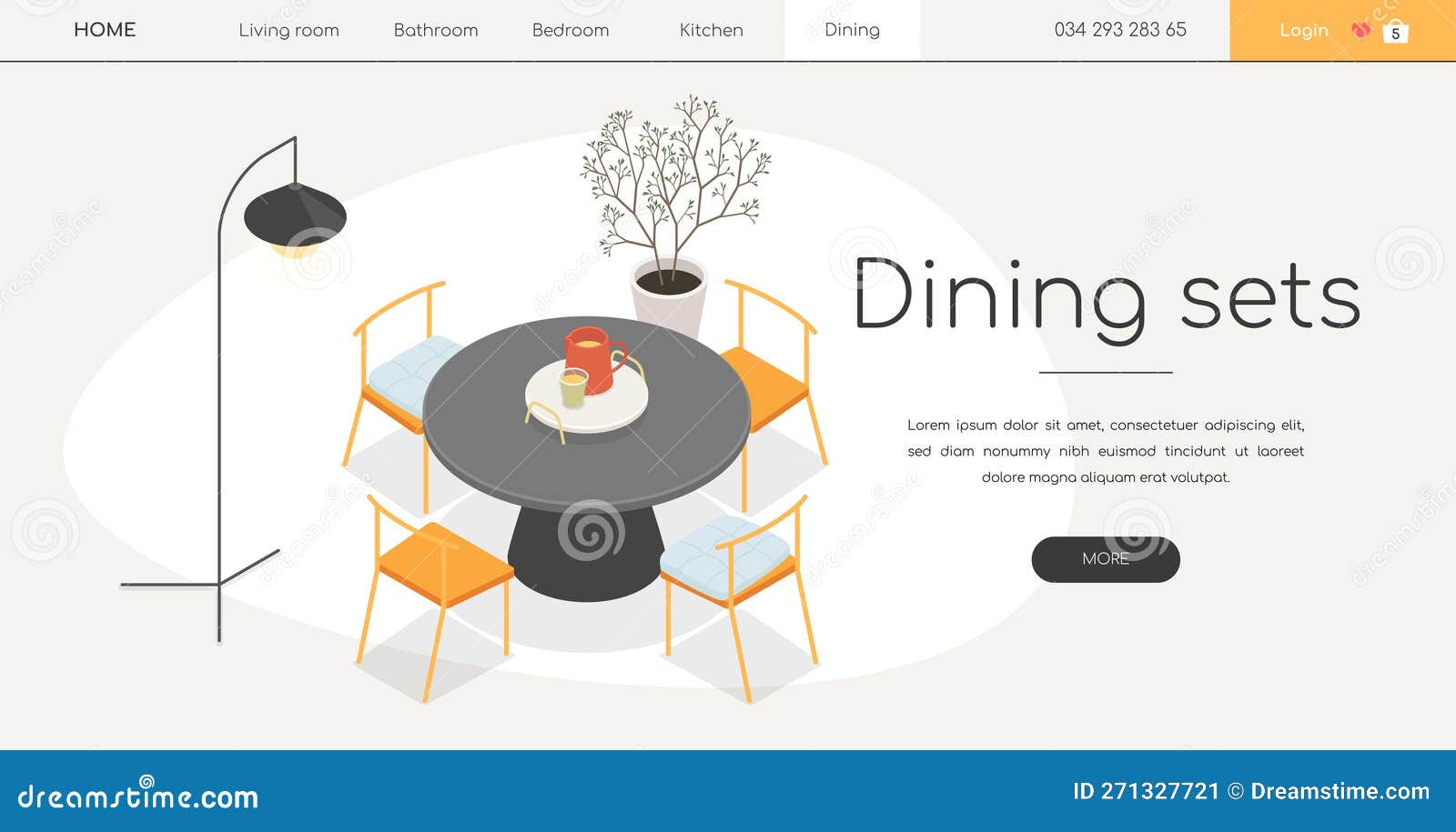Dining Sets - Line Design Style Isometric Web Banner Stock Vector ...