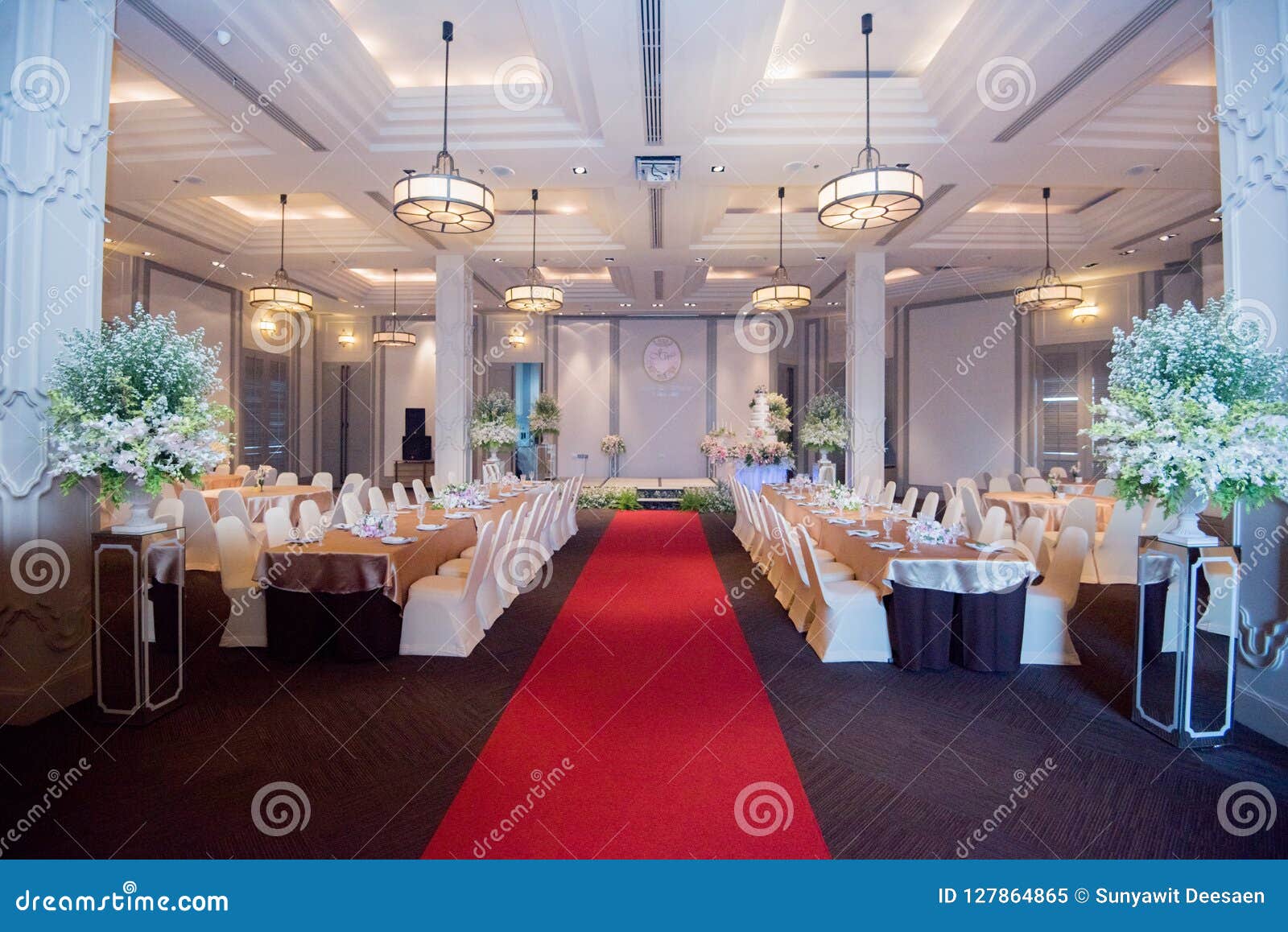 Dining table in ballroom stock image. Image of interior - 127864865