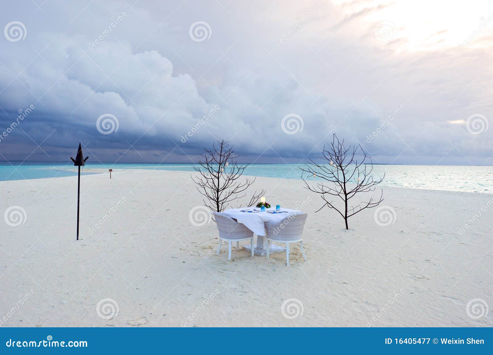 Dining Table on the Beach in Maldives Resort Stock Image - Image of ...