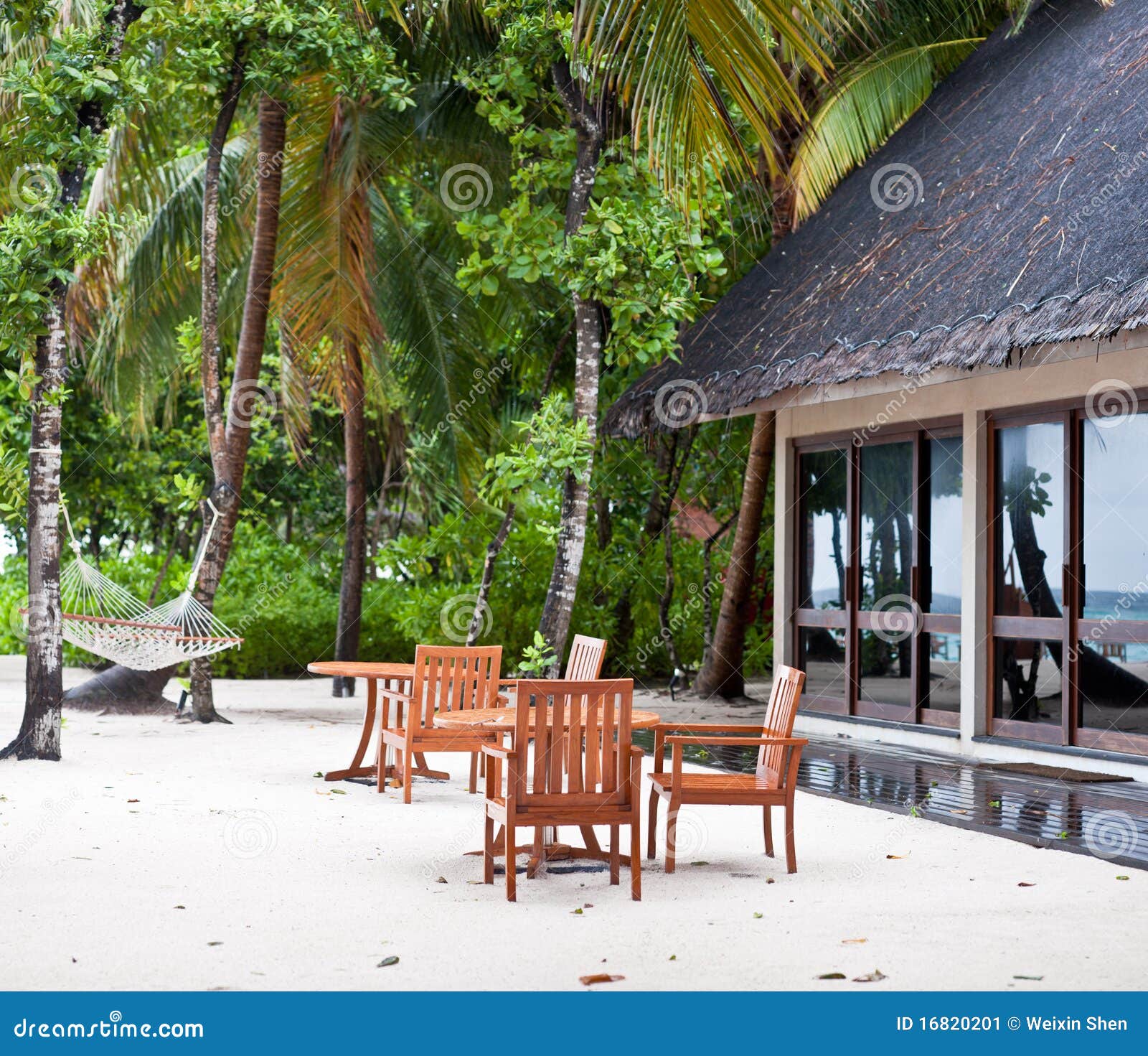 Dining Table on Beach in Maldives Resort Stock Image - Image of resort ...