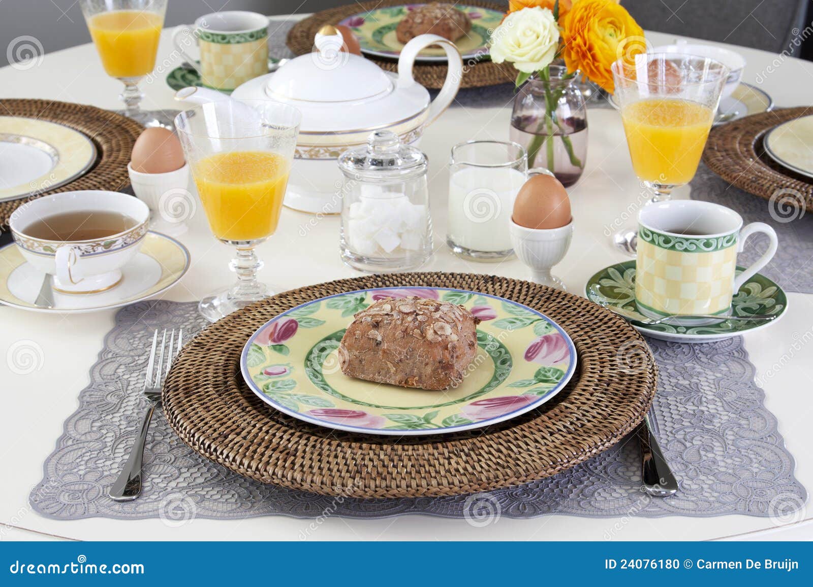 Dining Table with Breakfast Stock Photo - Image of cutlery, drink: 24076180