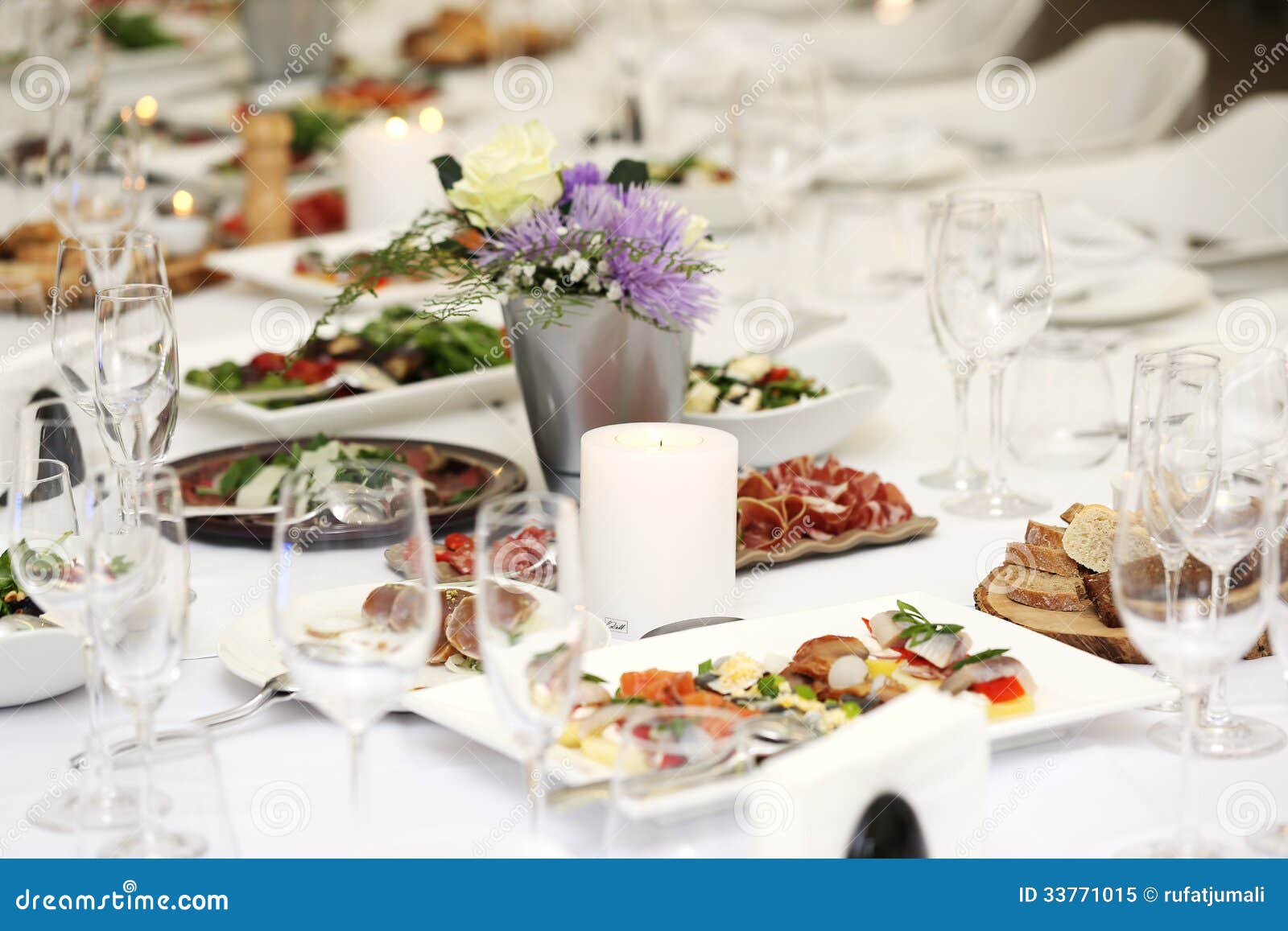 Dining Table at a Celebration Stock Image - Image of cutlery, full ...