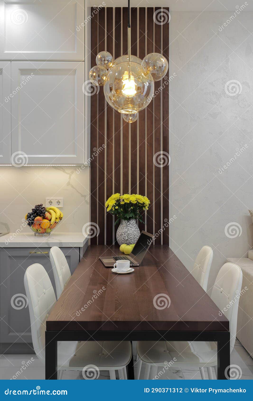 Dining Table with Chairs in the Kitchen Interior Stock Photo - Image of ...