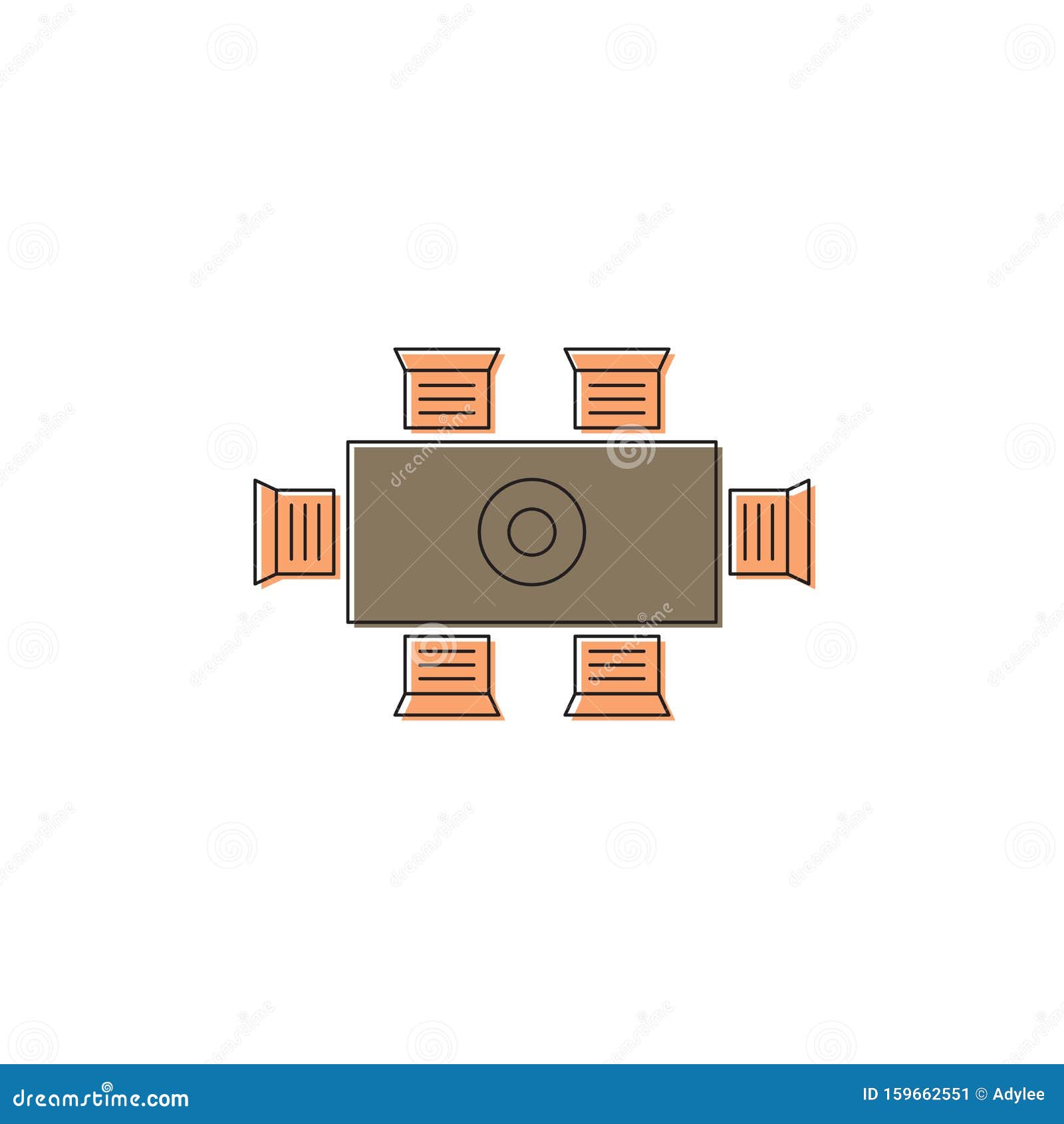 Dining Table and Chairs Top View Vector Icon Symbol Isolated on White ...