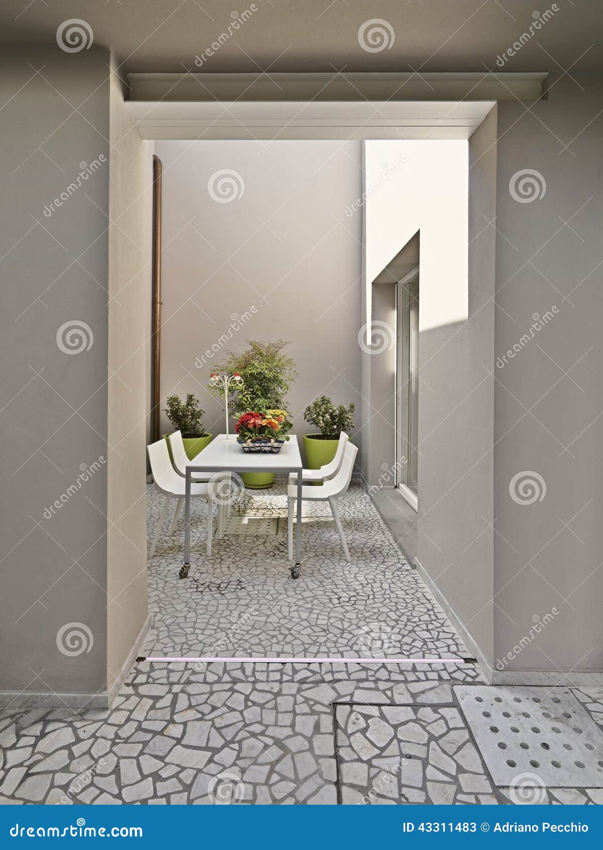 Dining Table in the Courtyard Stock Image - Image of stone, view: 43311483