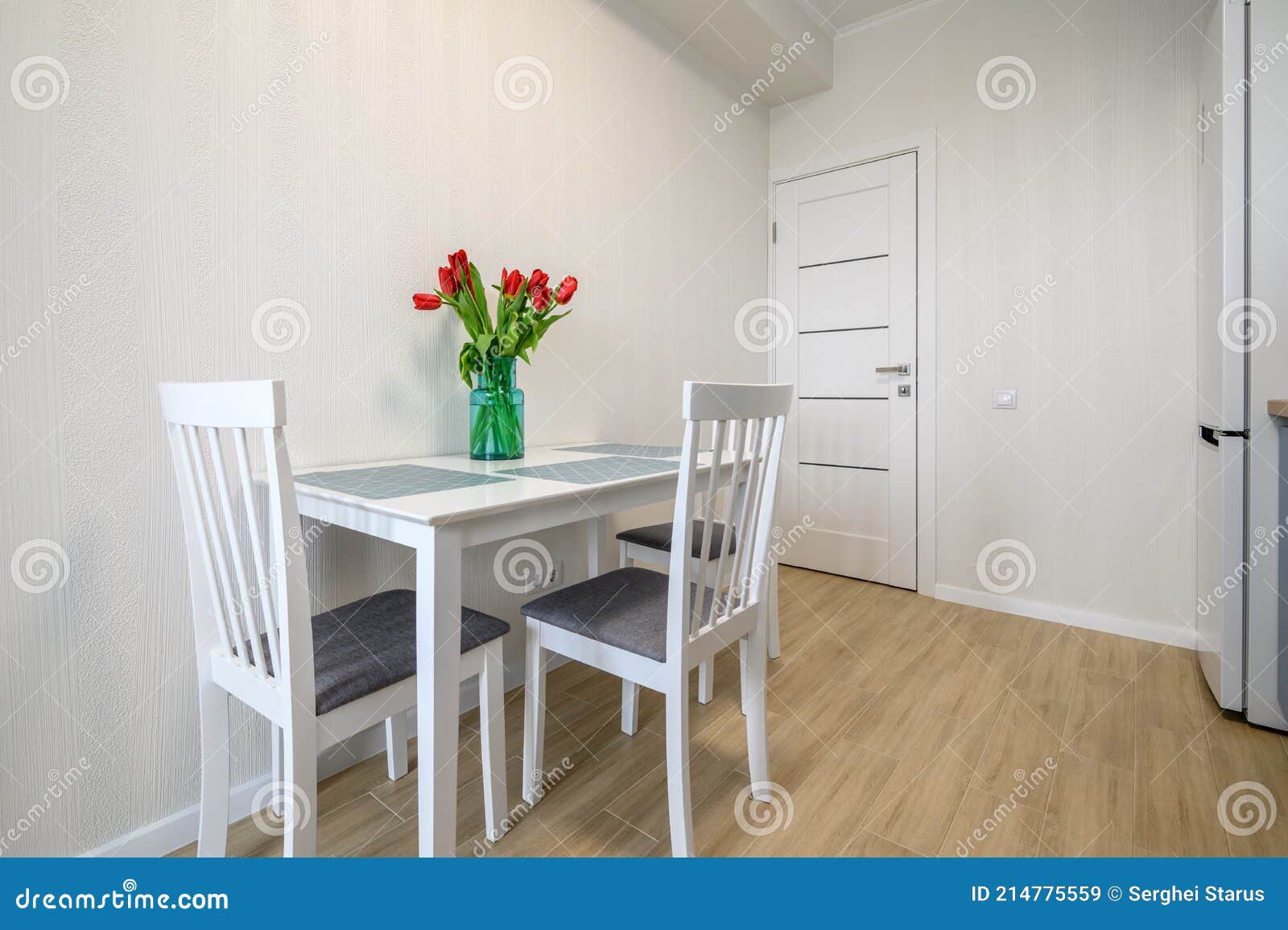 Dining Table at Cozy Modern Kitchen Interior Stock Image - Image of ...