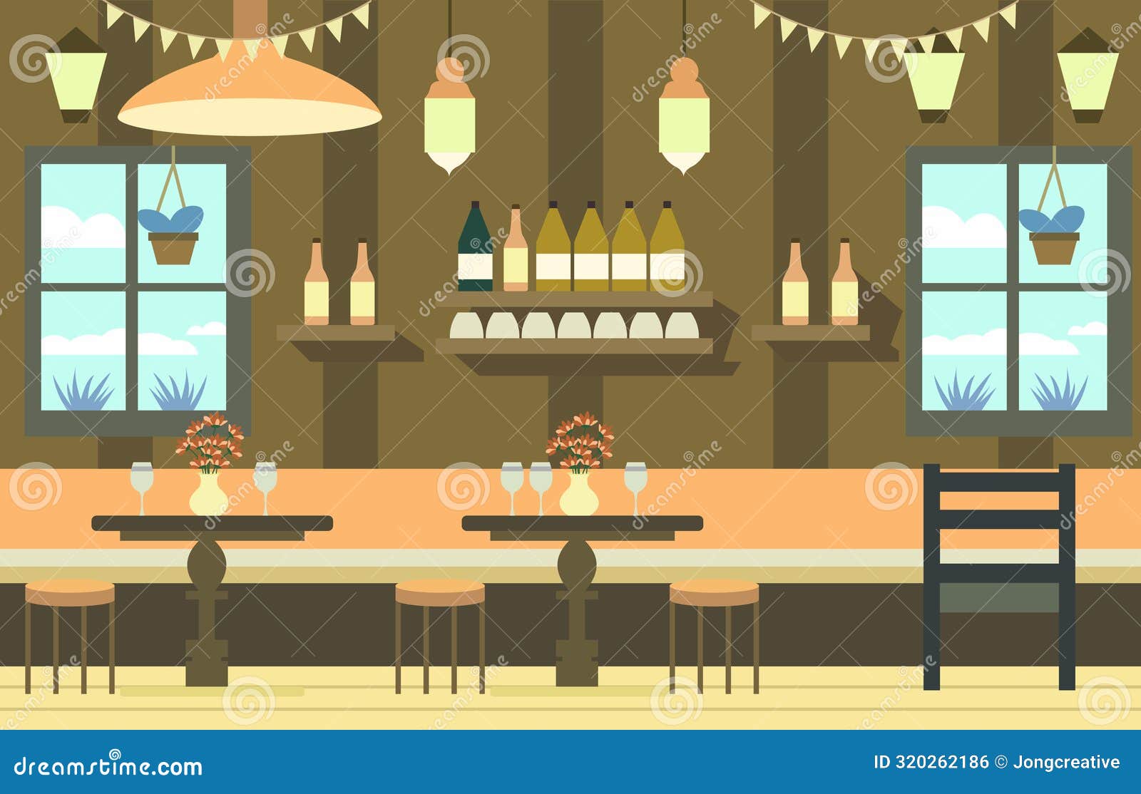 Dining Table for Customer Dinner in Cafe Restaurant with Modern Indoor ...