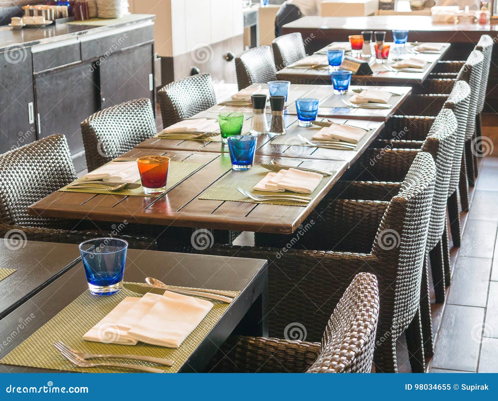 Dining Table for Customers Coming To the Hotel. Stock Image - Image of ...