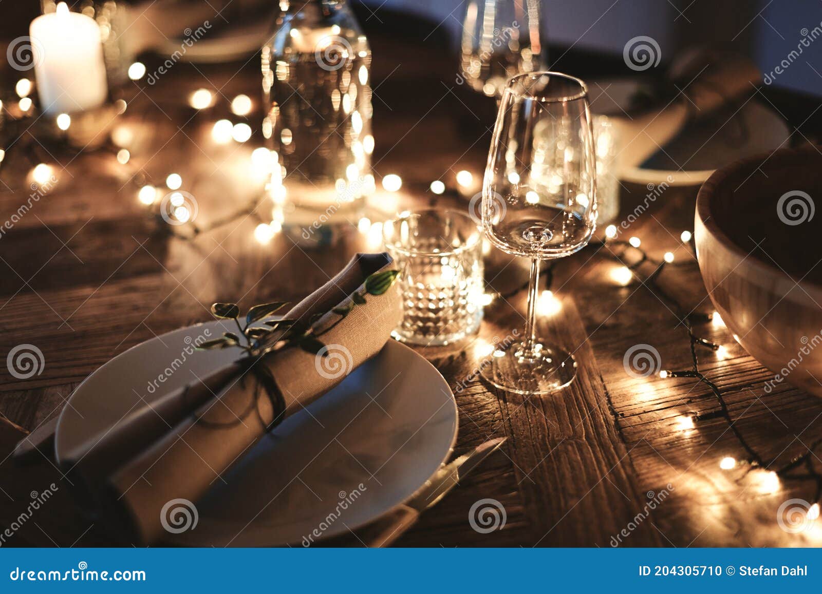 Dining Table Decorated for an Evening Dinner Party Stock Photo - Image ...