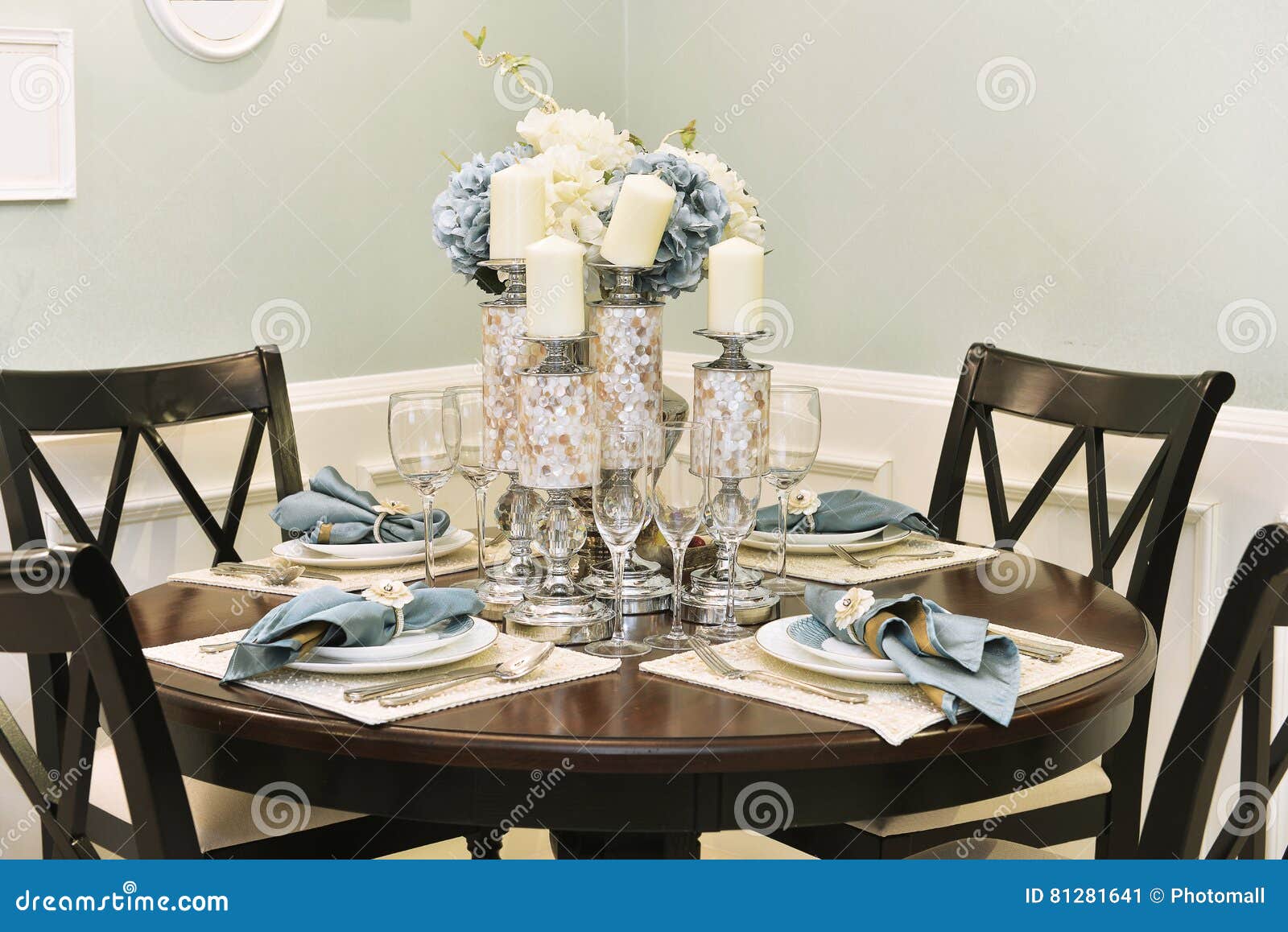 Dining Table in Dinning Room Stock Image - Image of dining, domestic ...