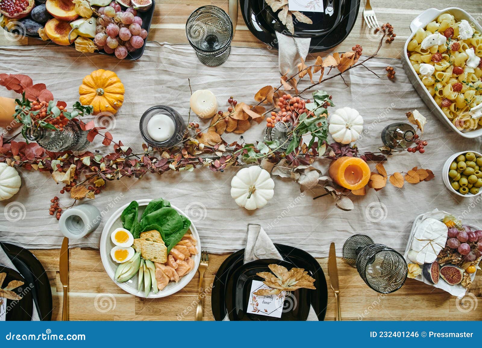 Dining table with dishes stock photo. Image of october - 232401246