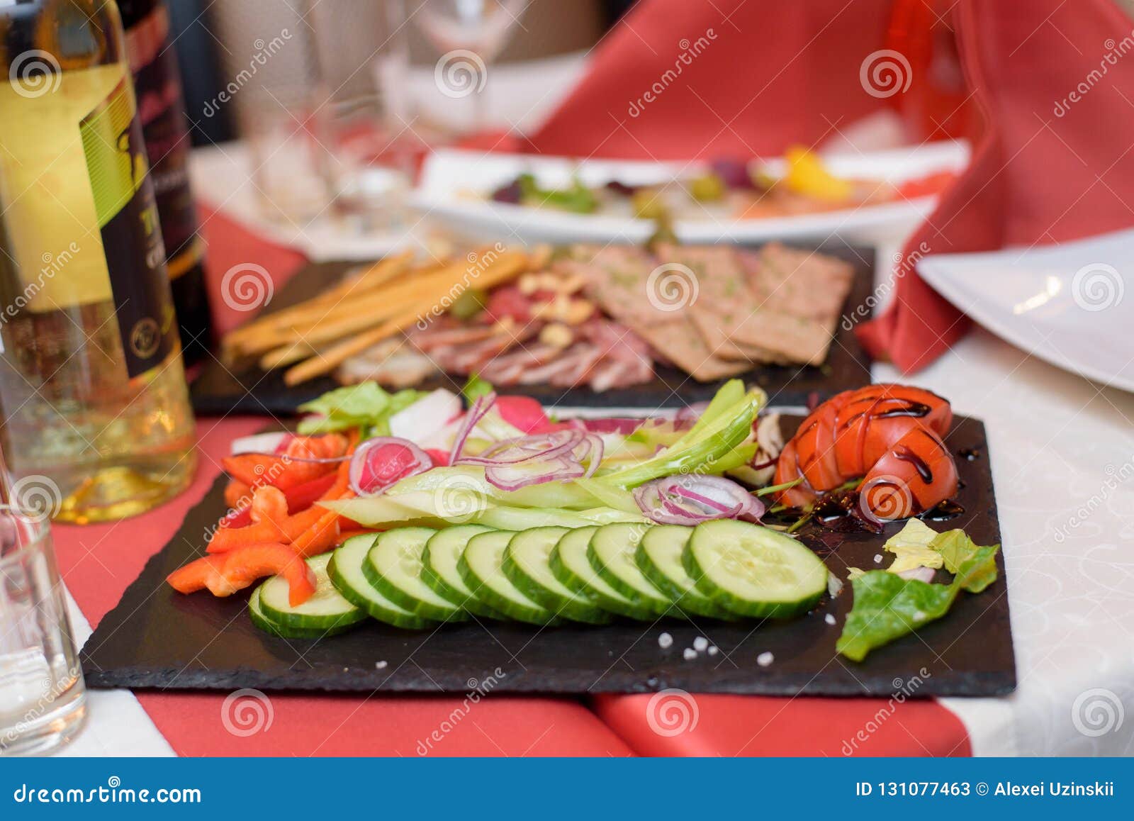 Dining Table, Served Table with Food and Drink Stock Image - Image of ...