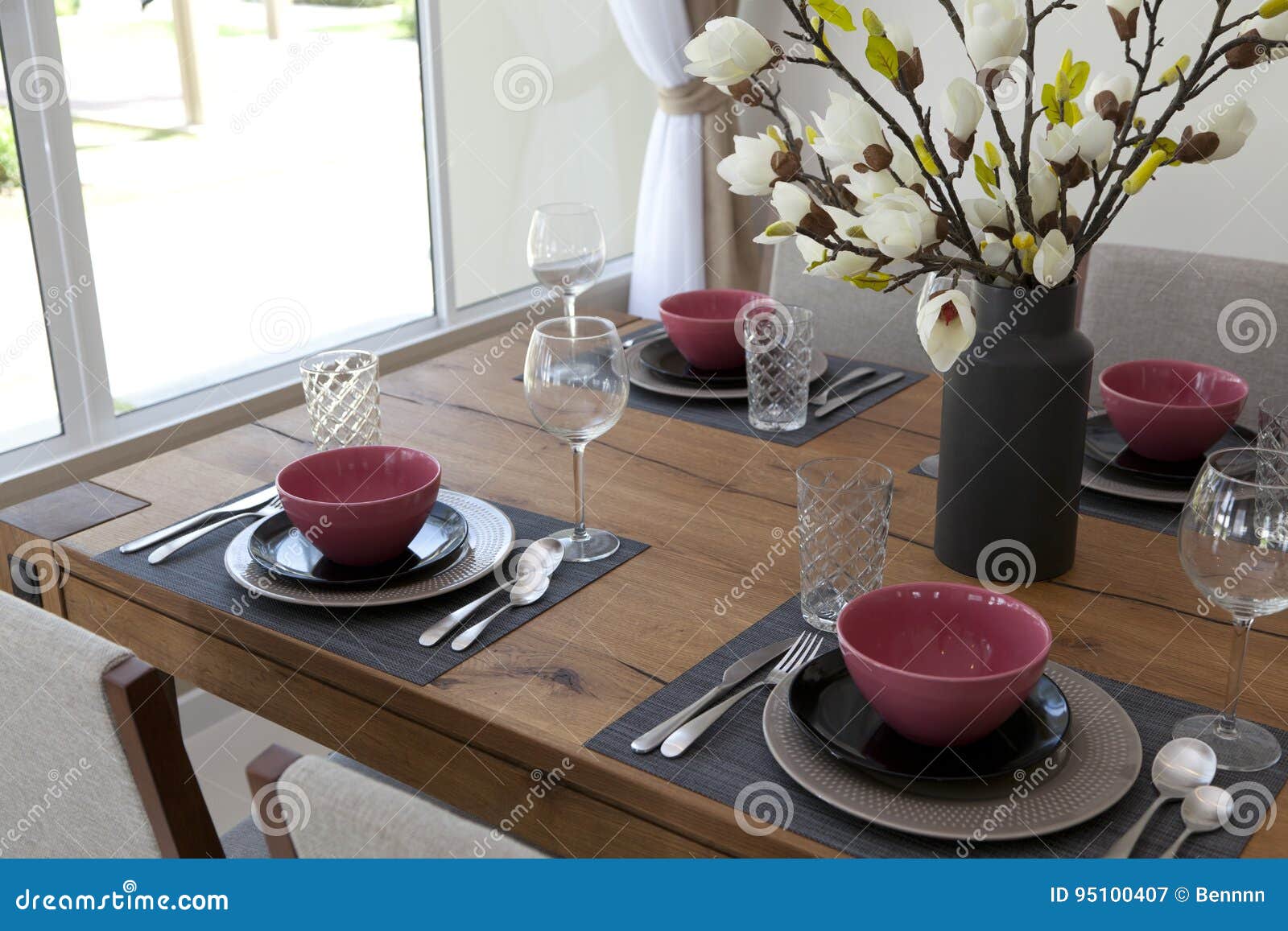 Dining table at home stock image. Image of elegant, counter - 95100407