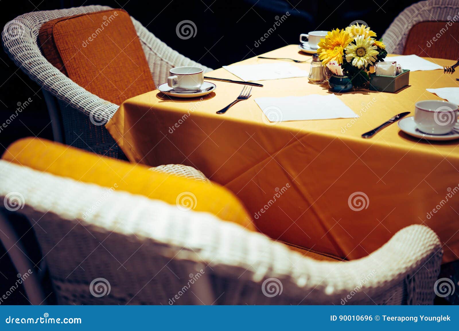 Dining Table Laid Bare in the Elegant Restaurant. Stock Photo - Image ...