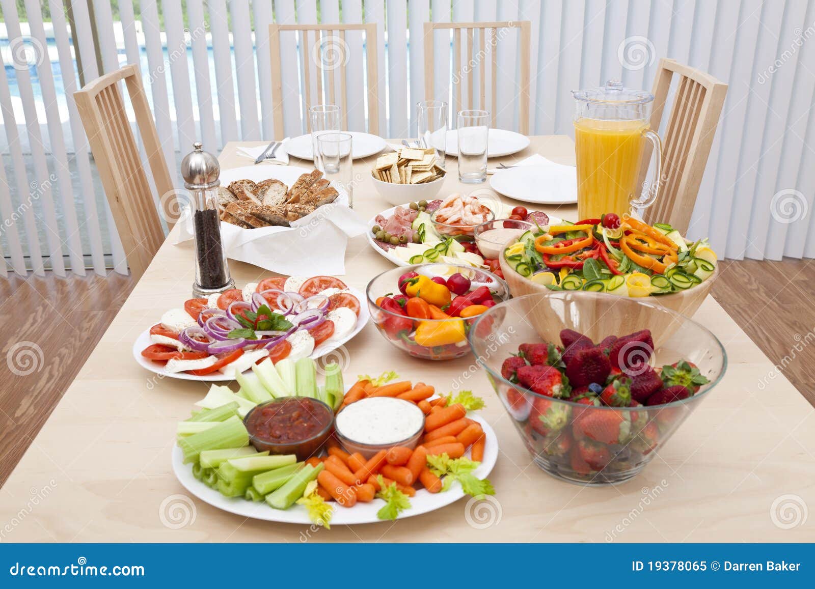 Dining Table Laid For A Healthy Salad Lunch Royalty Free Stock Photo ...