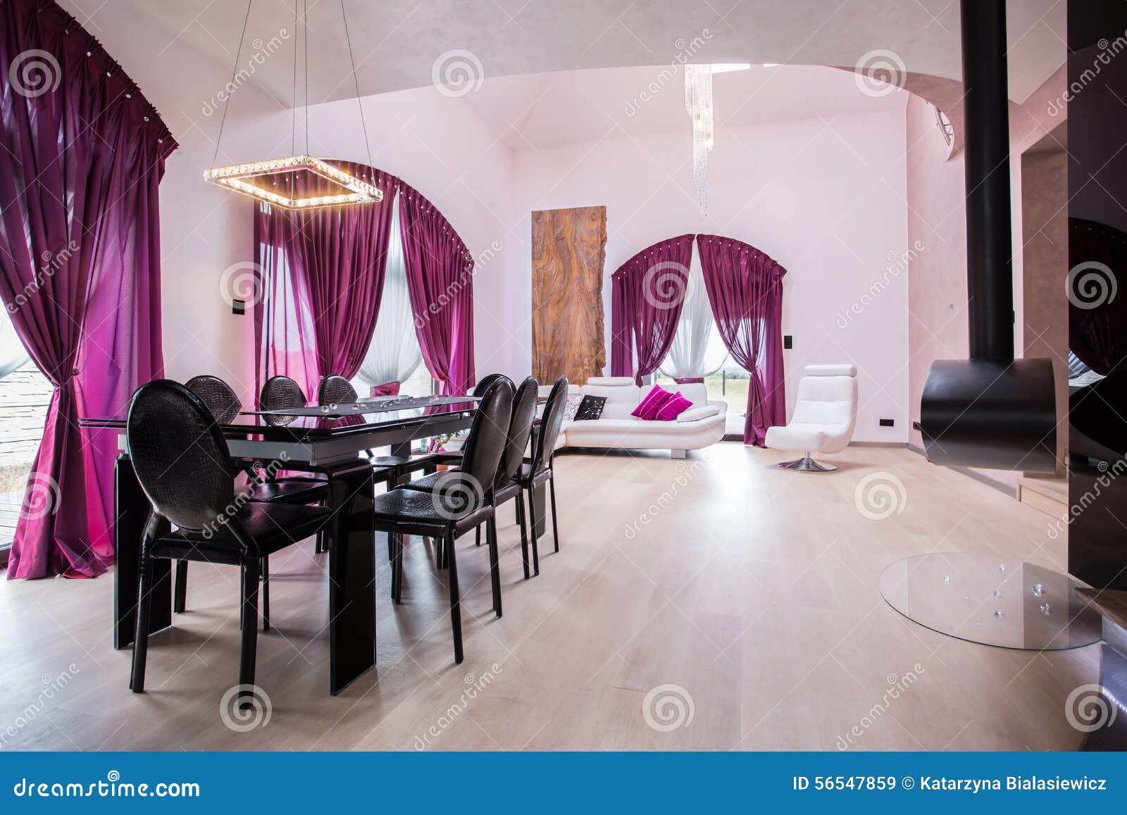 Dining Table in Living Room Stock Image - Image of dining, residence ...