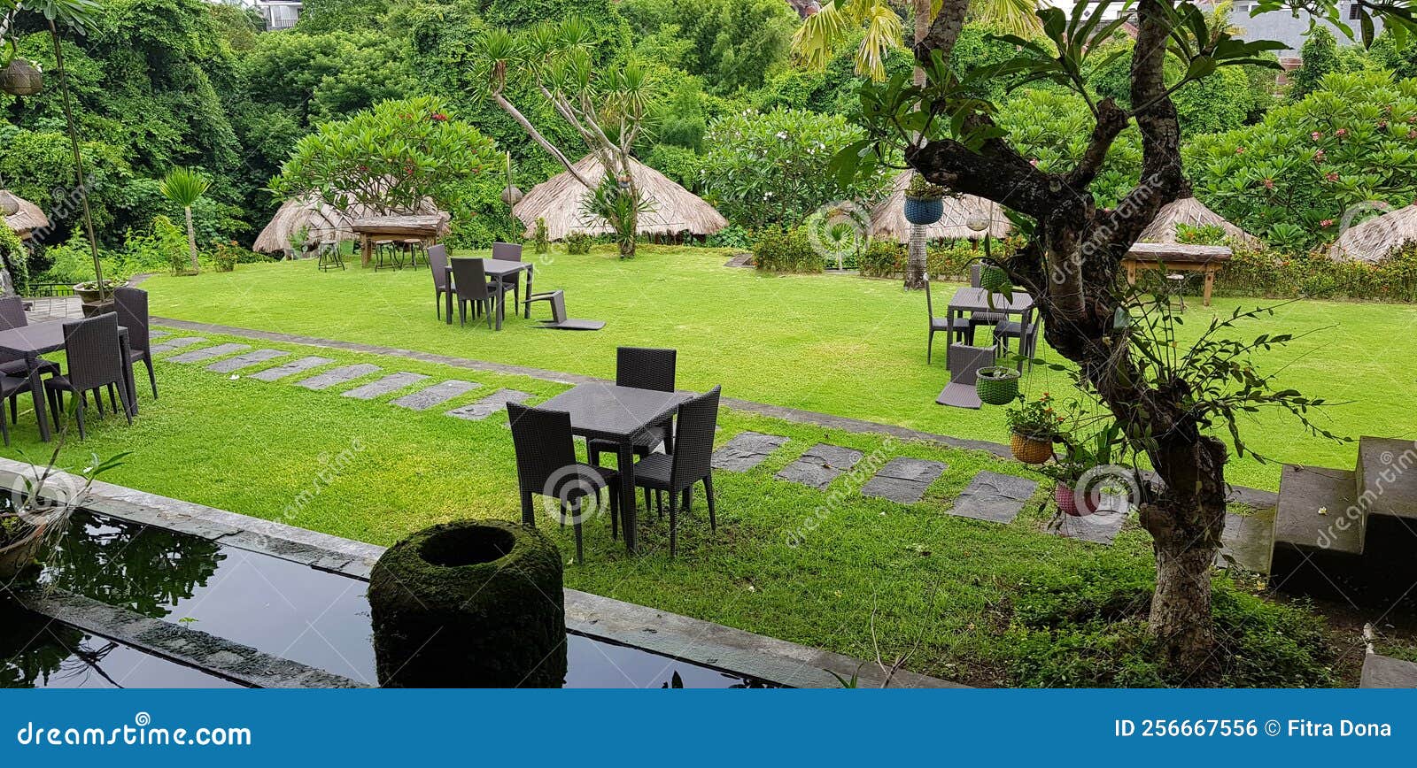 Dining Table in the Middle of the Garden Stock Photo - Image of ...