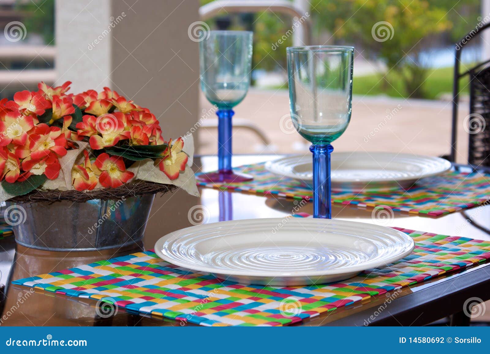 Dining table outside stock photo. Image of glasses, empty - 14580692