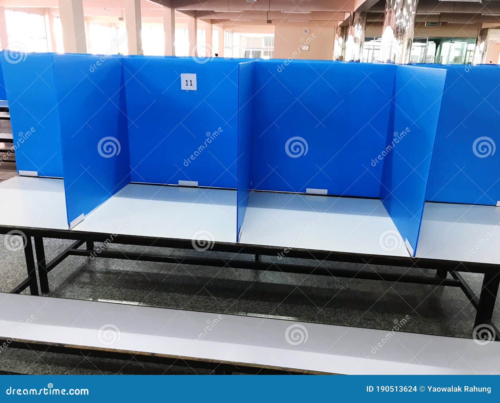 The Dining Table Partition at the Cafeteria To Prevent Stock Photo ...