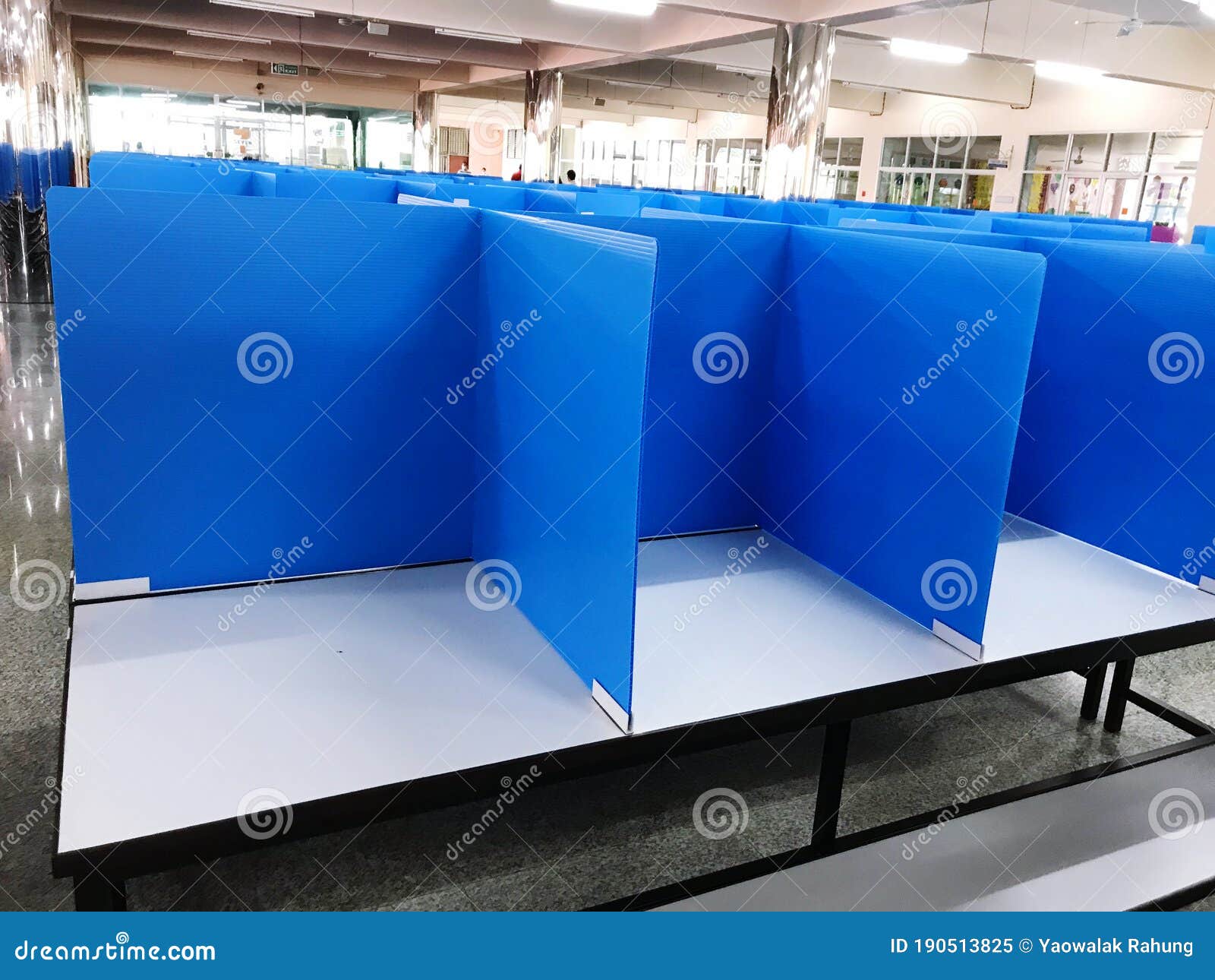 The Dining Table Partition at the Cafeteria To Prevent Stock Image ...
