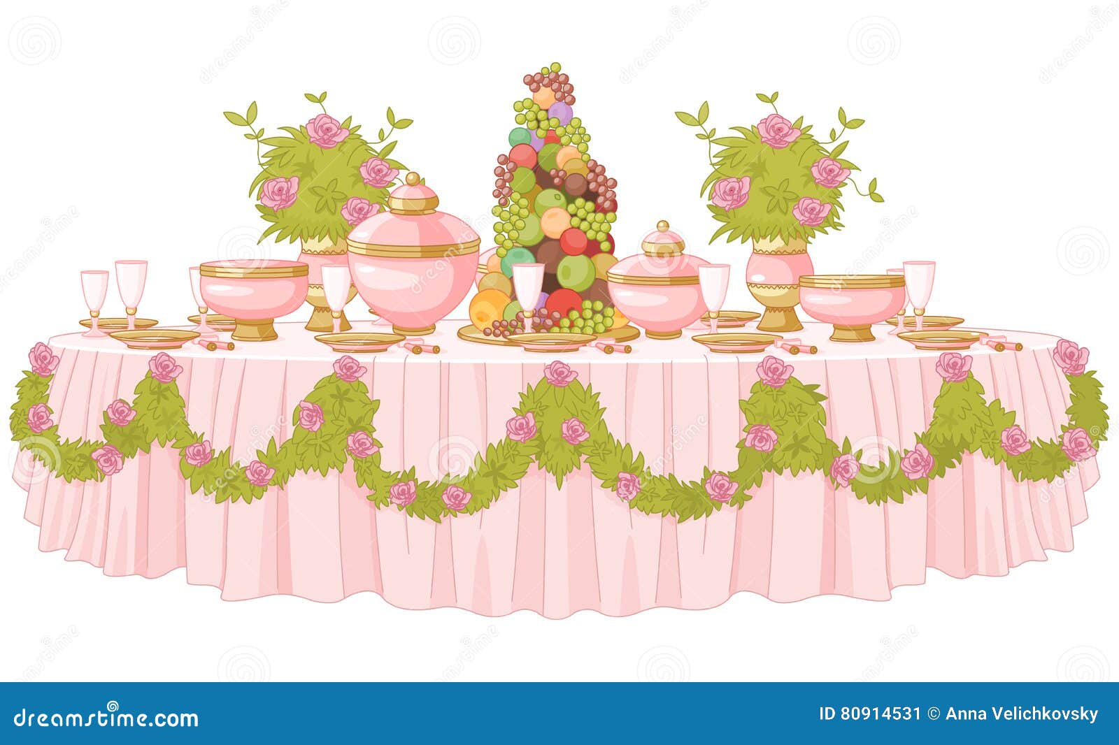 Dining Table in Princess Palace Stock Vector - Illustration of festive ...