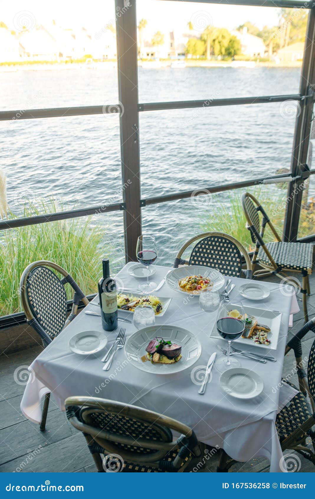 Dining Table in the Restaurant Overlooking the Lake Editorial Stock ...