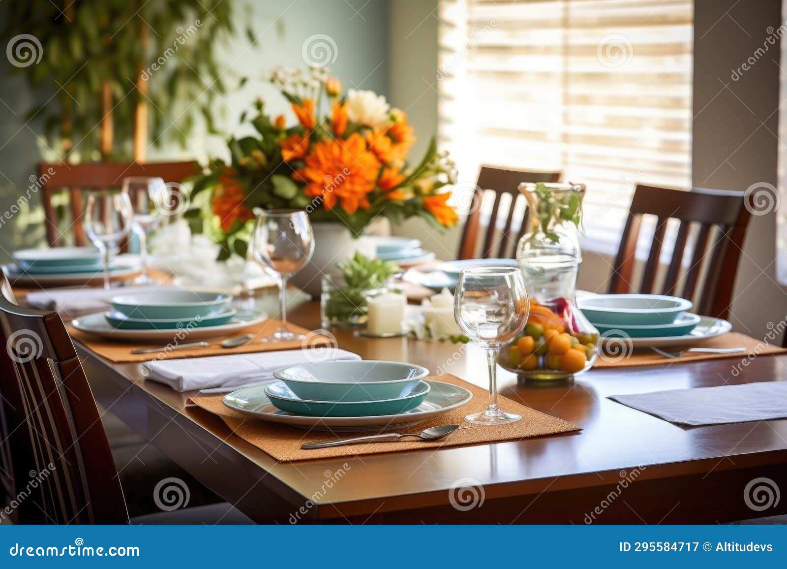A Dining Table Set for a Family Meal Stock Image - Image of food ...