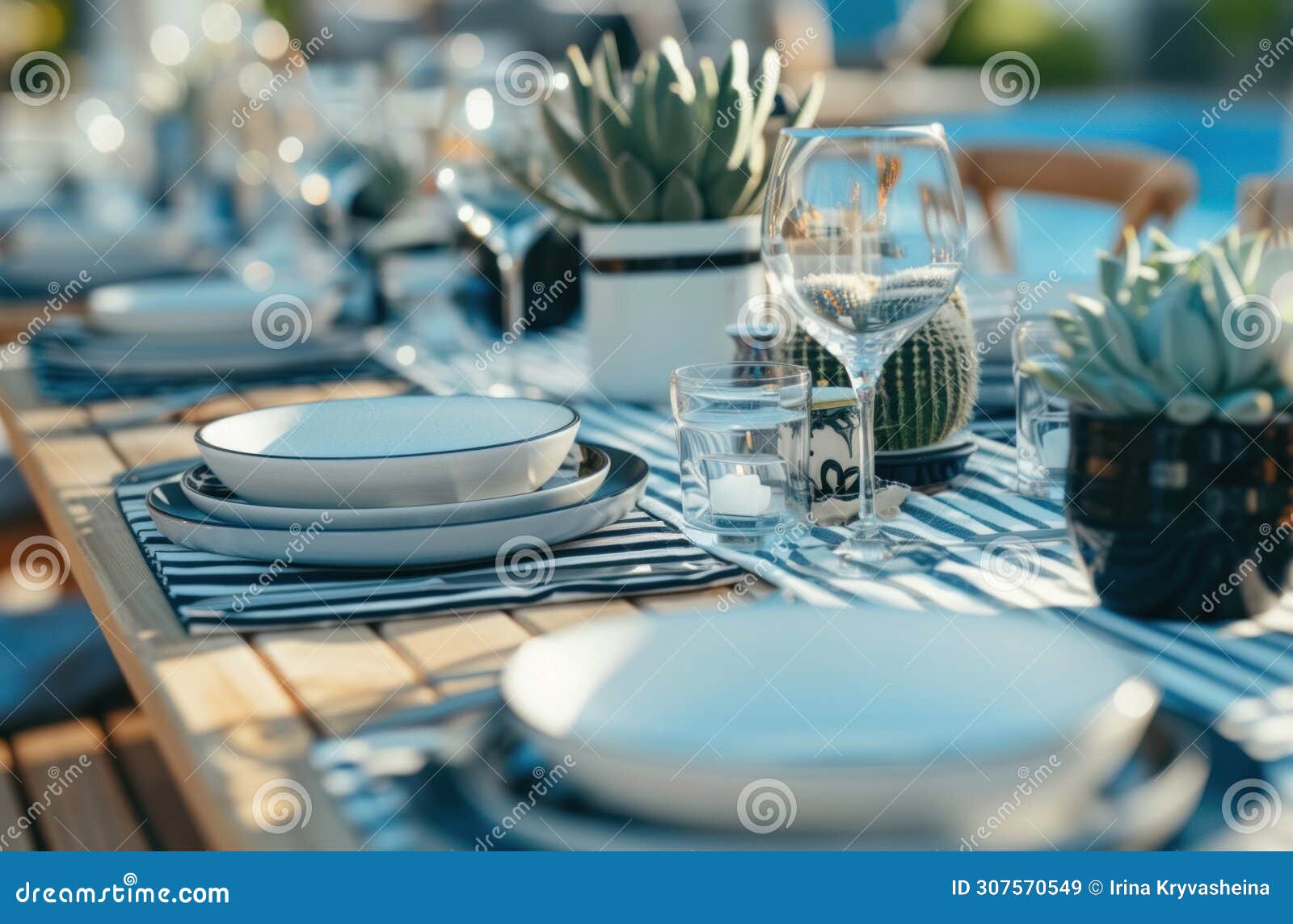 The Dining Table Set for Party with a Bunch of Cactus or Succulent on ...