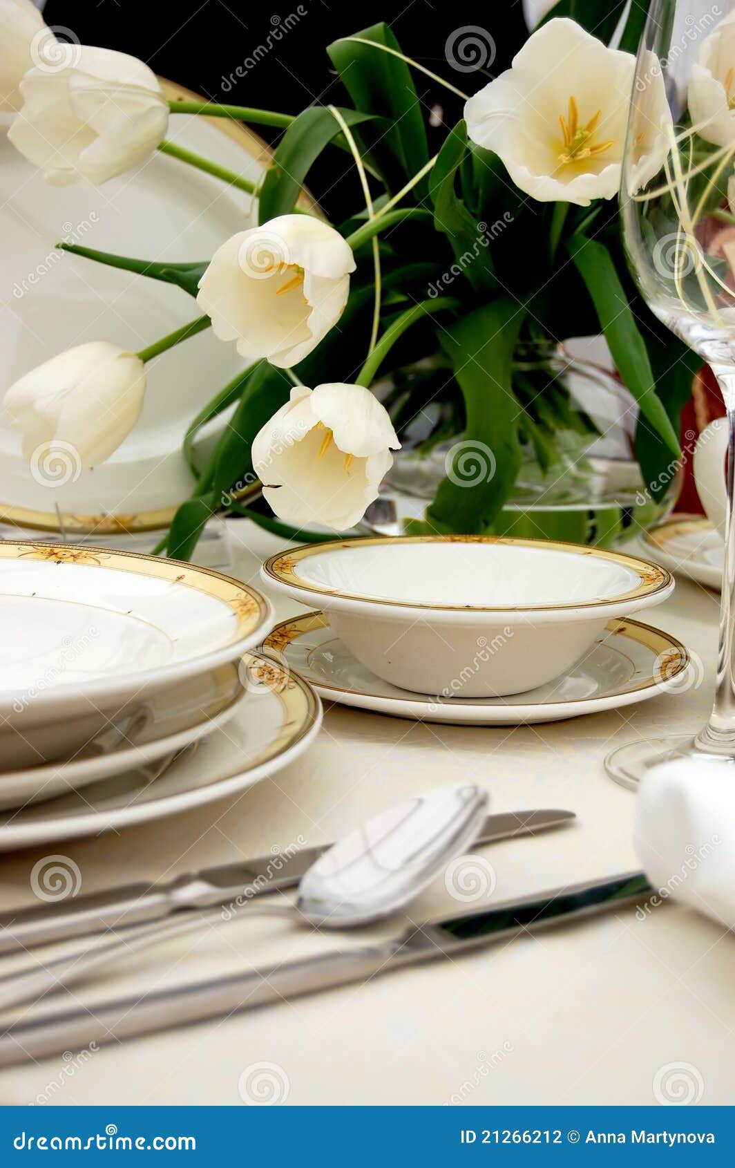 Dining table setting stock photo. Image of tulip, catering - 21266212