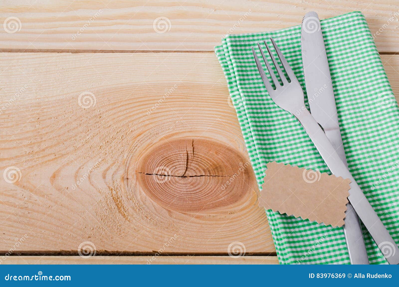 Dining Table Setting. Cutlery with Empty Tag and Present. Stock Image ...