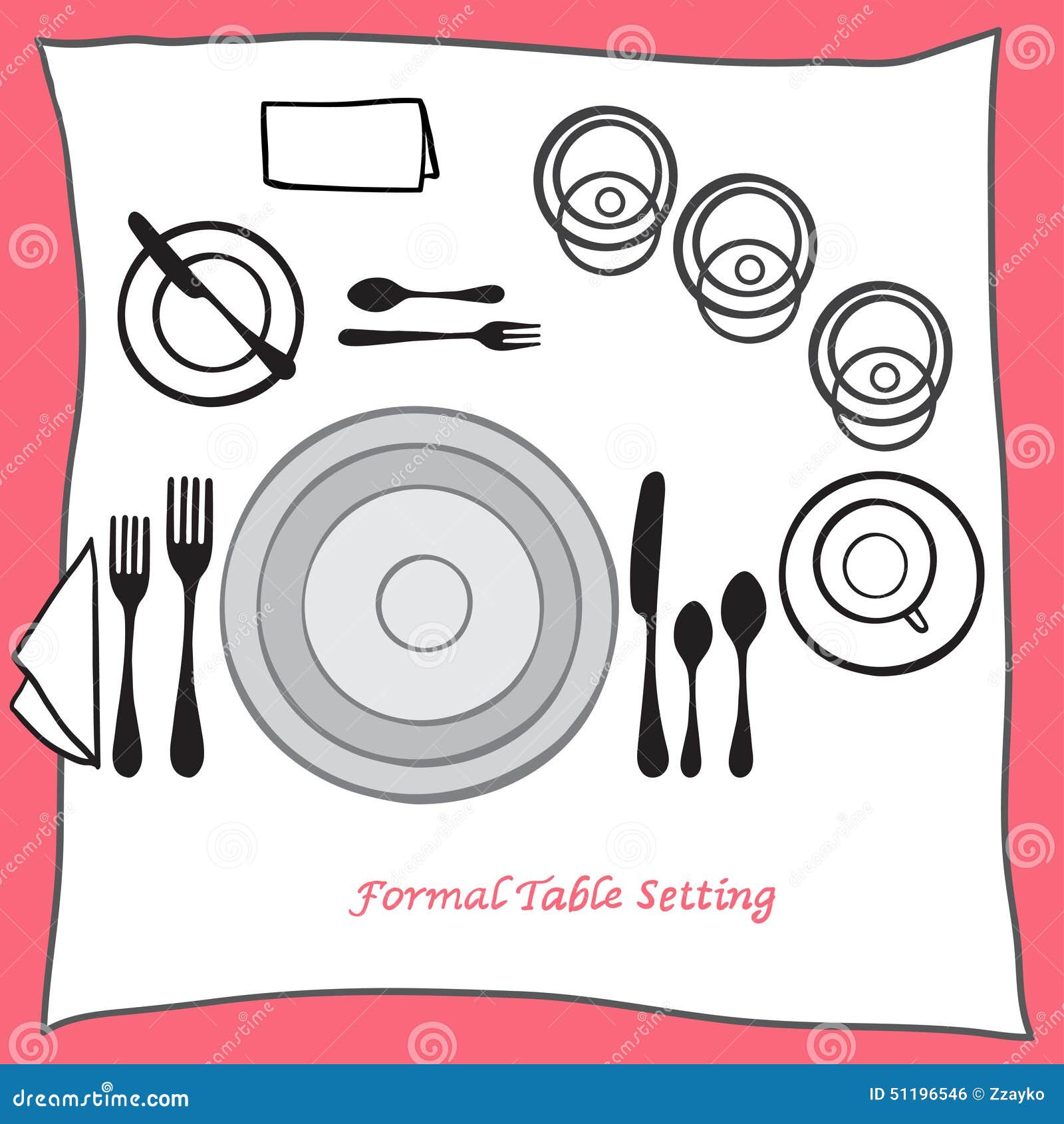 Dining Table Setting Proper Arrangement of Cartooned Cutlery Stock ...