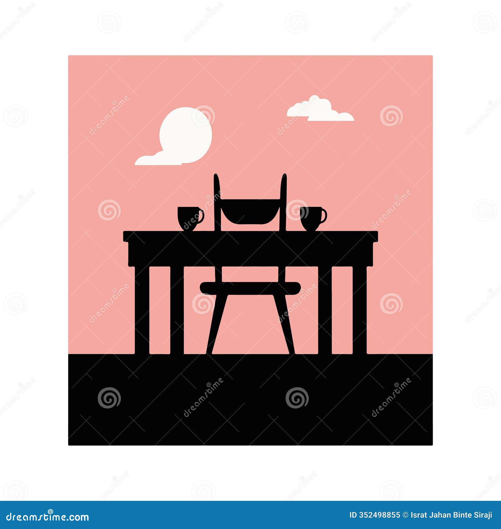 Dining Table Silhouette Vector Icon, Dining Table Set Icon Vector Illustration Symbol Stock ...